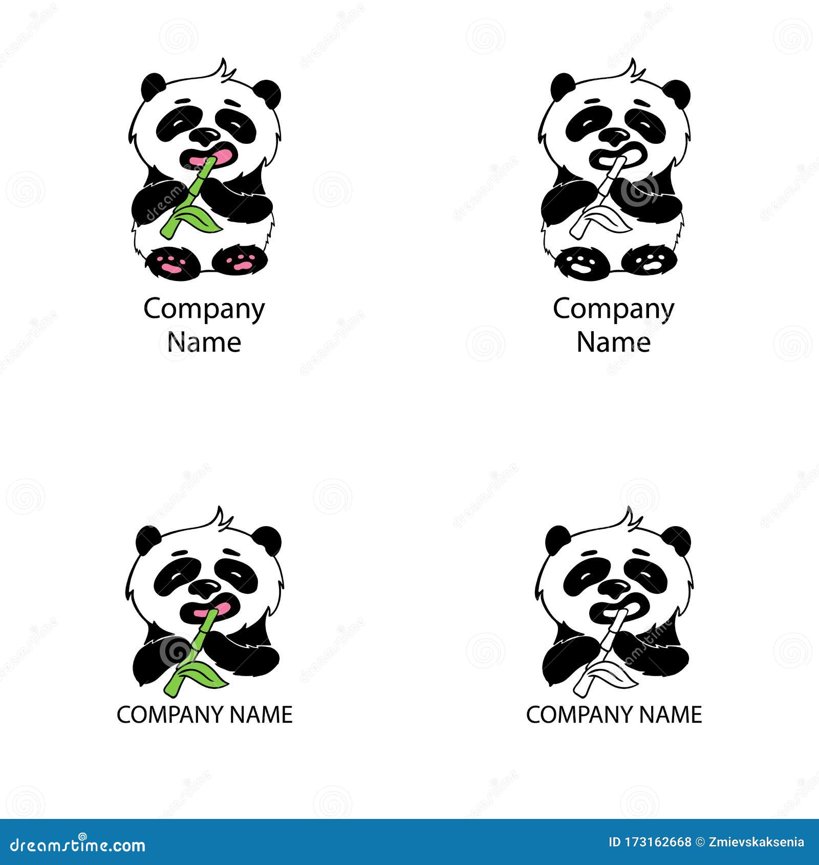 Vector Logo Panda Eats Bamboo. Logo for Eco Brand or Bio Cafe Stock ...