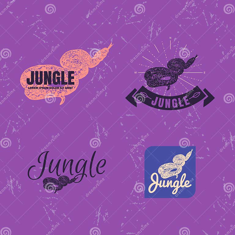 Vector Logo Set with Boa Constrictor Snake Stock Illustration ...