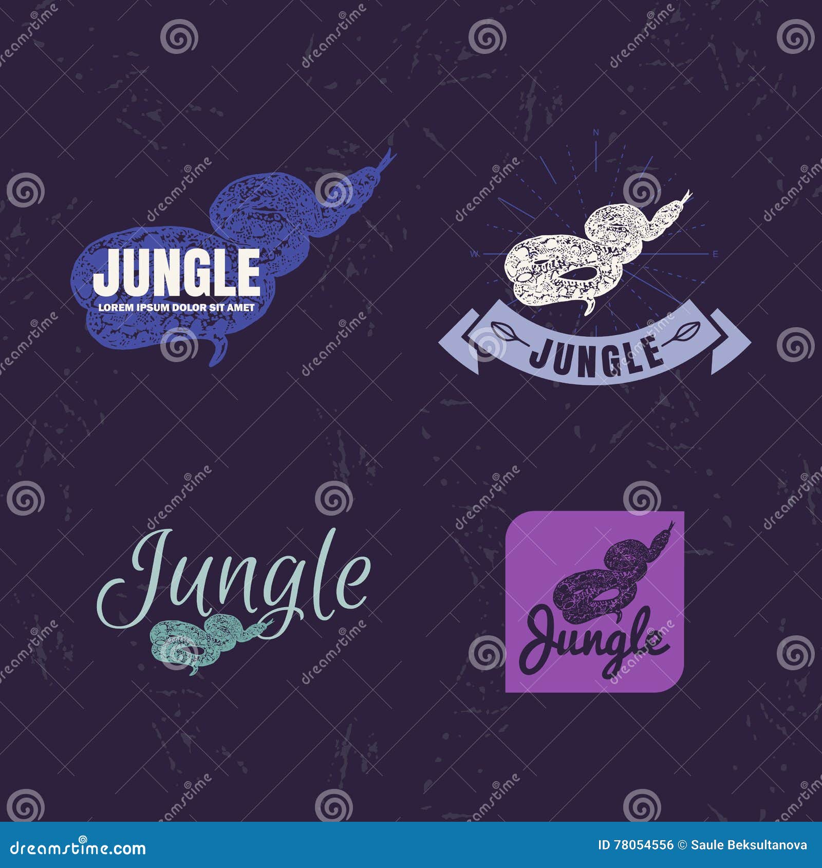 Vector Logo Set With Boa Constrictor Snake Stock Photo | CartoonDealer ...