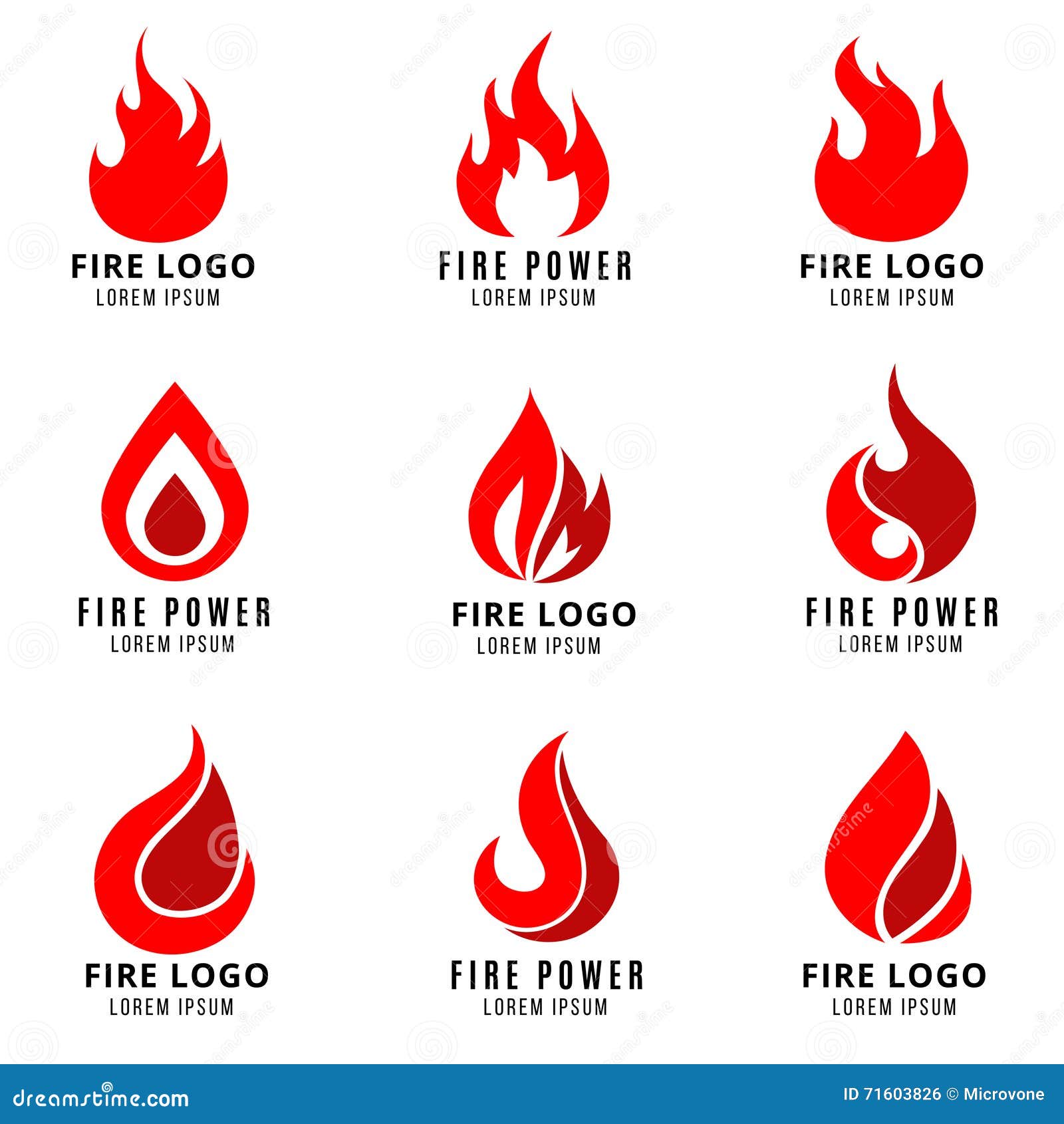 Vector Logo Set with Fire Symbols Stock Vector - Illustration of ...