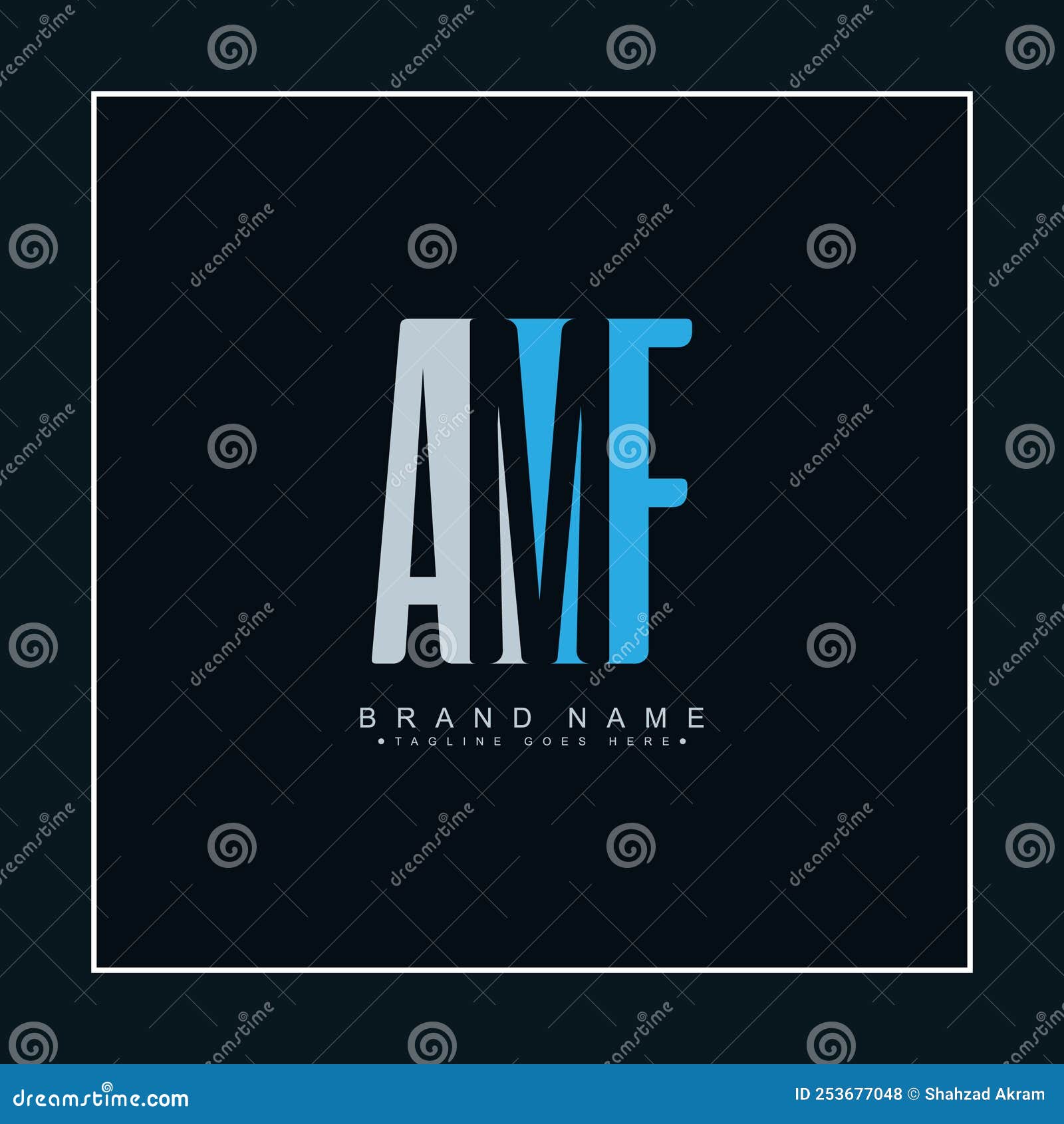 Vector Logo Template for Initials AMF - Simple Alphabet Letters Logo ...