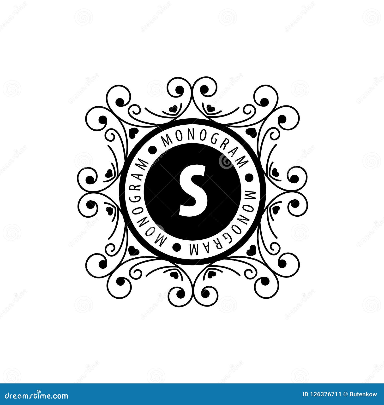 Monogram vector in frame stock vector. Illustration of classic - 126376711