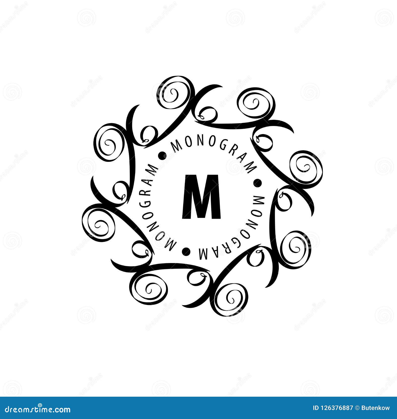 Monogram vector in frame stock vector. Illustration of cute - 126376887
