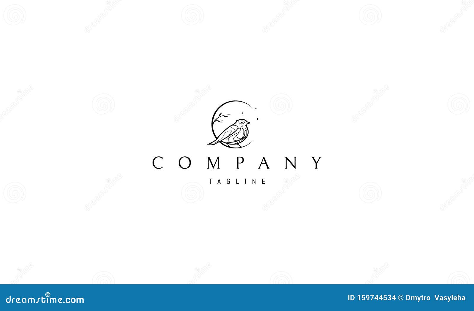 Vector Logo on Which an Abstract Image of a Bird and the Moon. Stock ...
