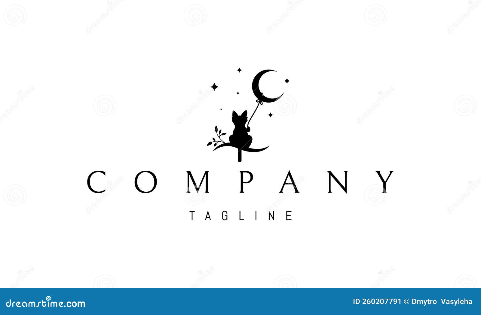 Vector Logo on Which an Abstract Image of a Funny Cat Sitting on a Tree ...