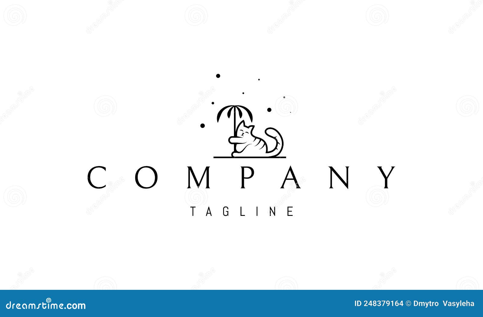 Vector Logo on Which an Abstract Image of a Funny Sleepy Cat Under a ...