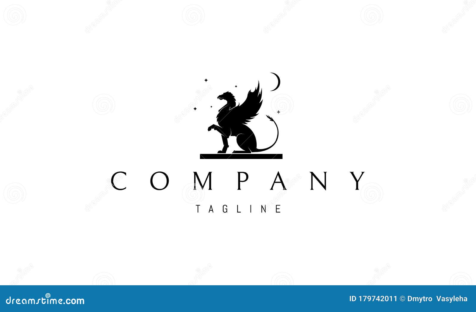 Sitting Griffin Or Griffon. Side View. Black And White. Vector ...