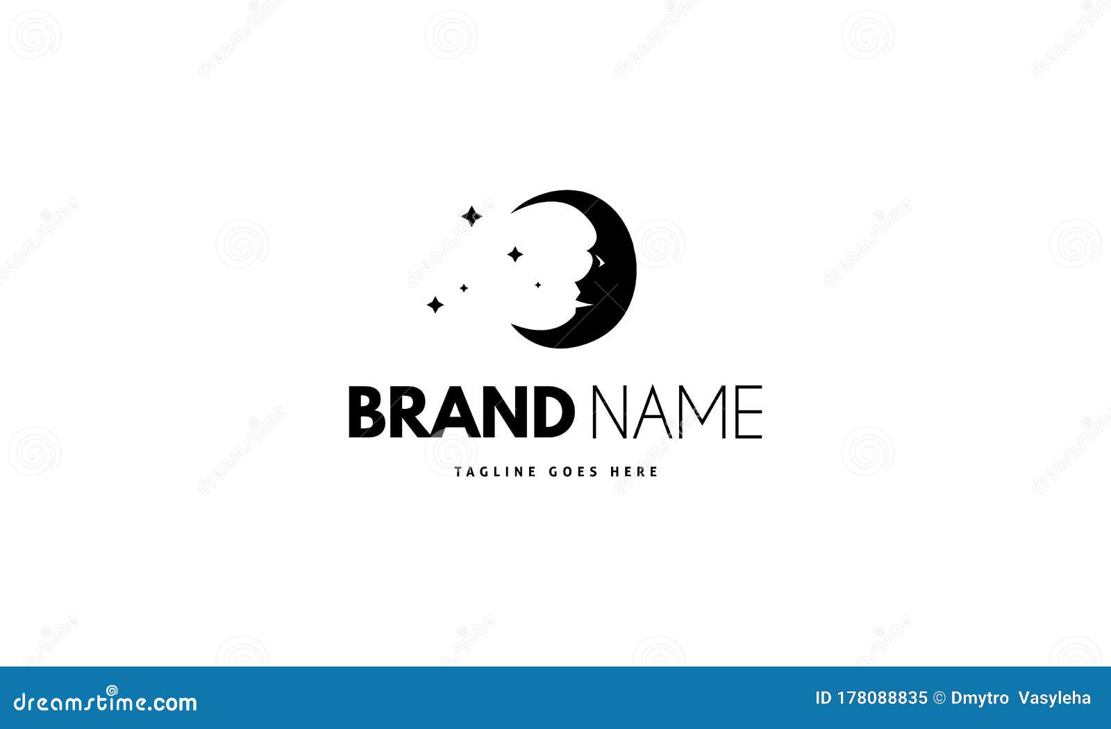 Vector Logo on Which the Abstract Image of the Moon with a Face. Stock ...