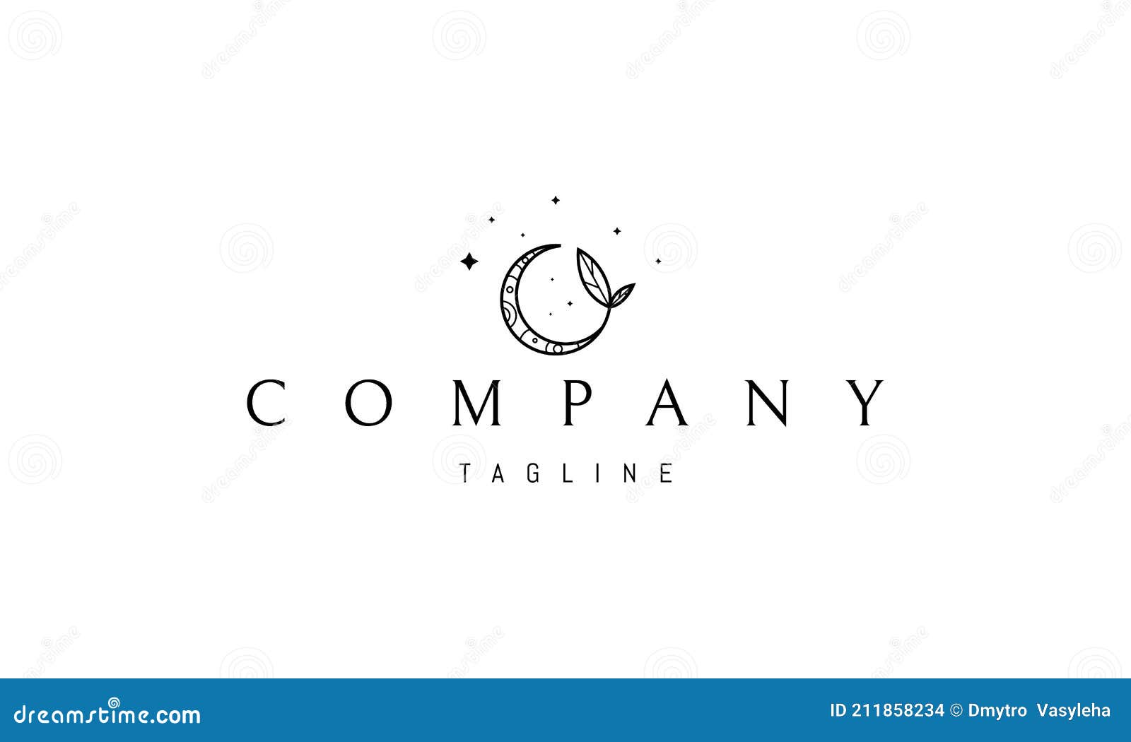 Vector Logo on Which an Abstract Image of the Moon and Two Leaves ...