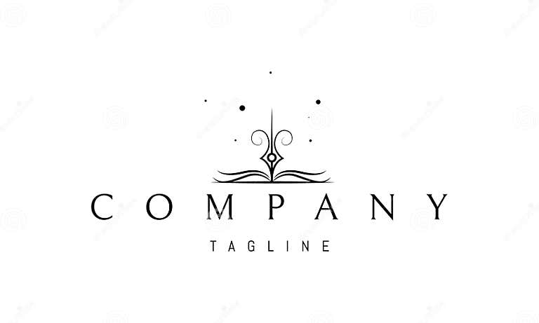 Vector Logo on Which an Abstract Image of an Open Book with an Ink Pen ...