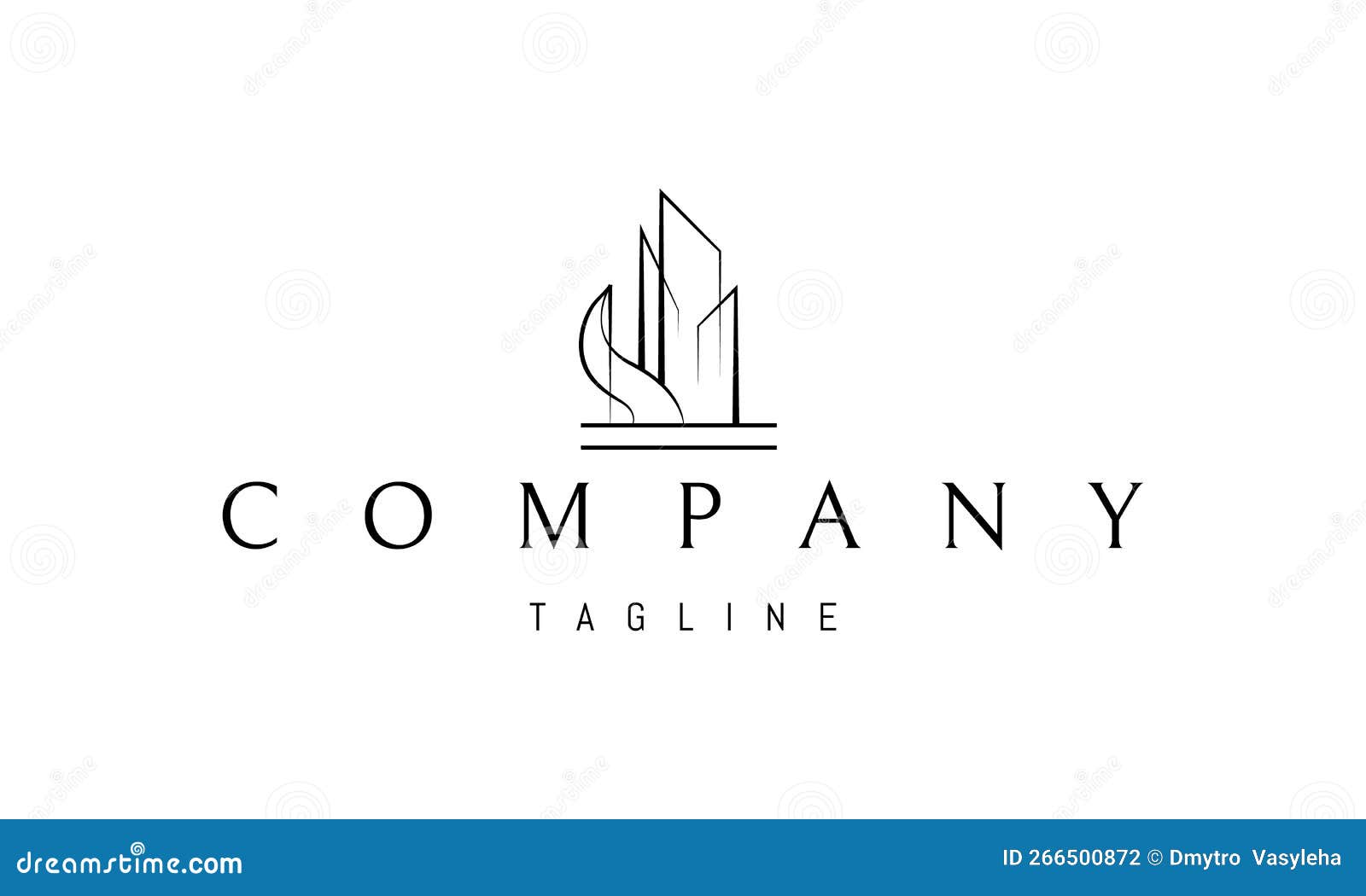 Vector Logo on Which an Abstract Image of a Skyscraper with a Wavy ...