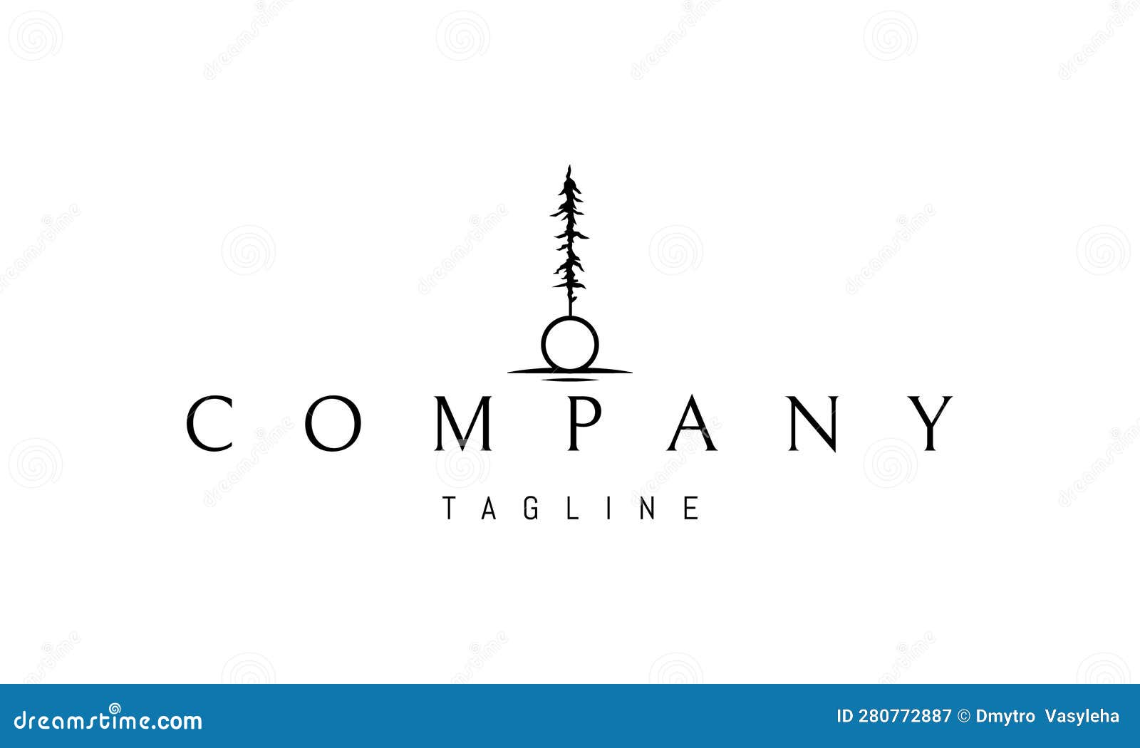 Vector Logo on Which an Abstract Image of a Tall Pine Tree Against the ...