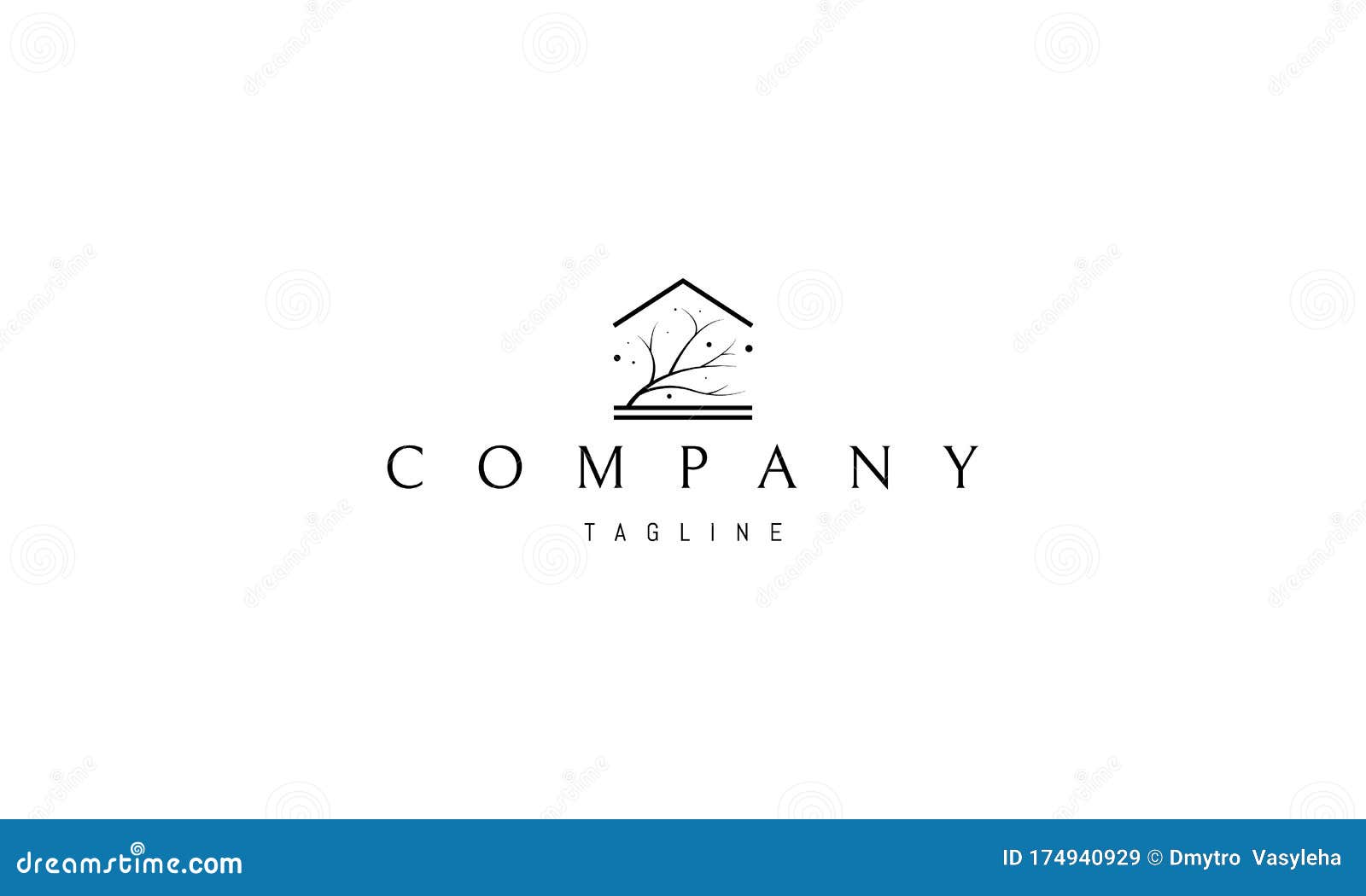 Vector Logo on Which an Abstract Image of a Tree Under the Roof. Stock ...