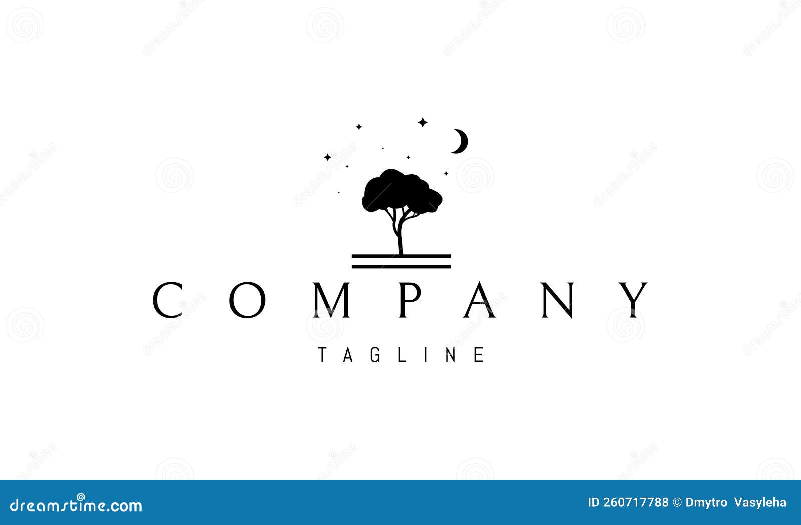 Vector Logo on Which an Abstract Image of a Tree Under a Starry Sky ...
