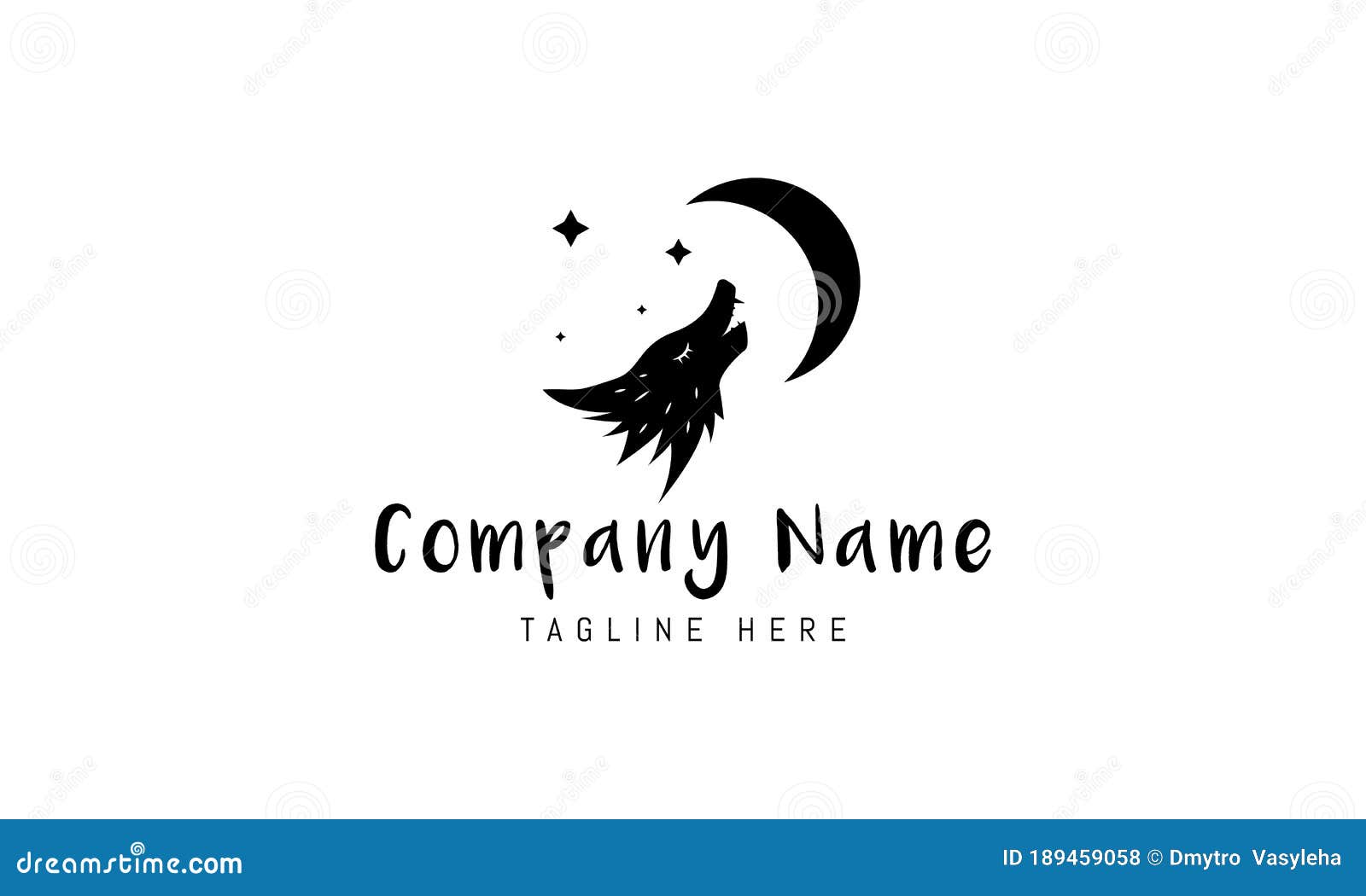 Vector Logo on Which an Abstract Image of a Wolf Howling at the Moon ...