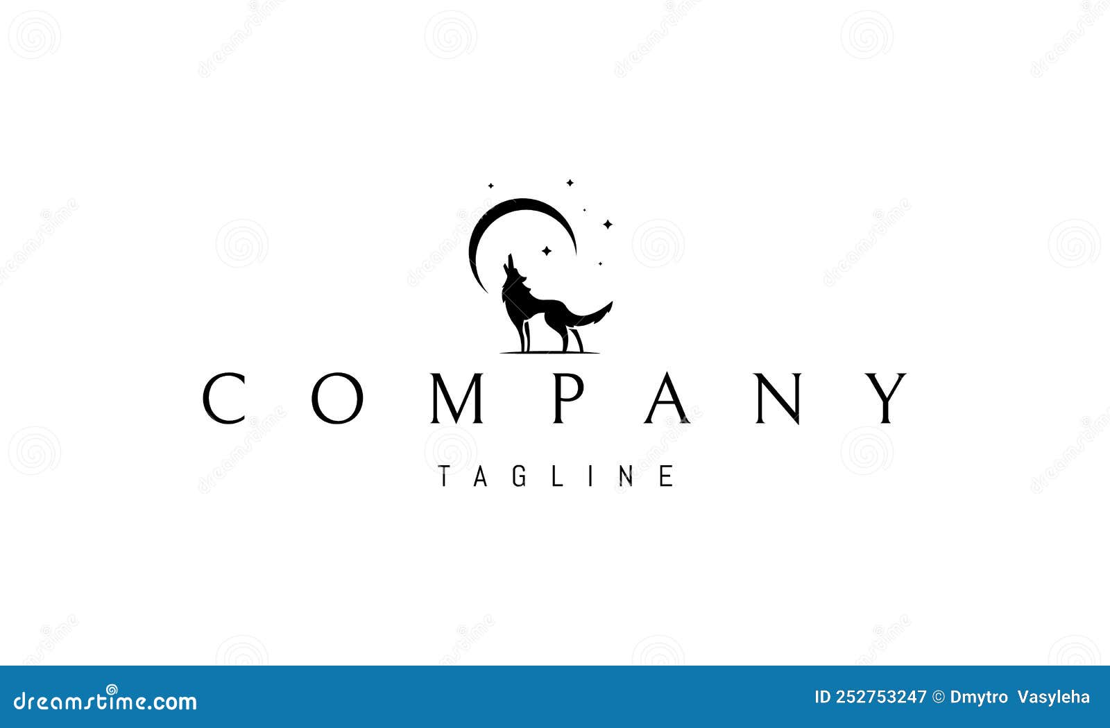 Vector Logo on Which an Abstract Image of a Wolf Howling at the Moon ...