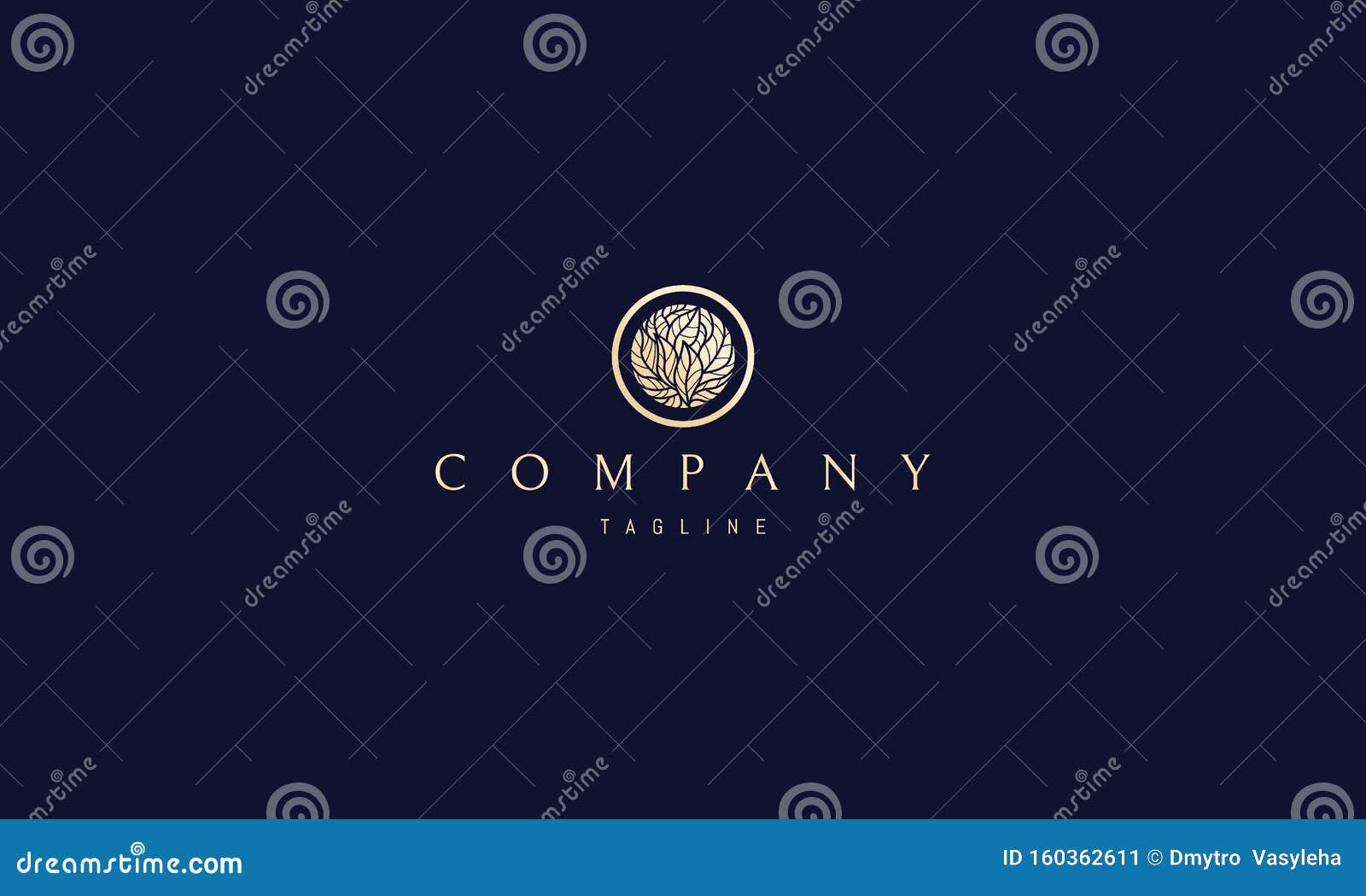 Vector Logo on Which an Elegant Image of Gold Leaves in a Circle. Stock ...