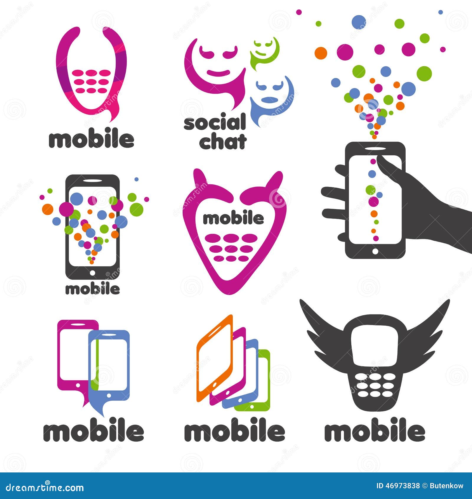 Vector Logos Mobile and Smartphones Stock Vector - Illustration of ...