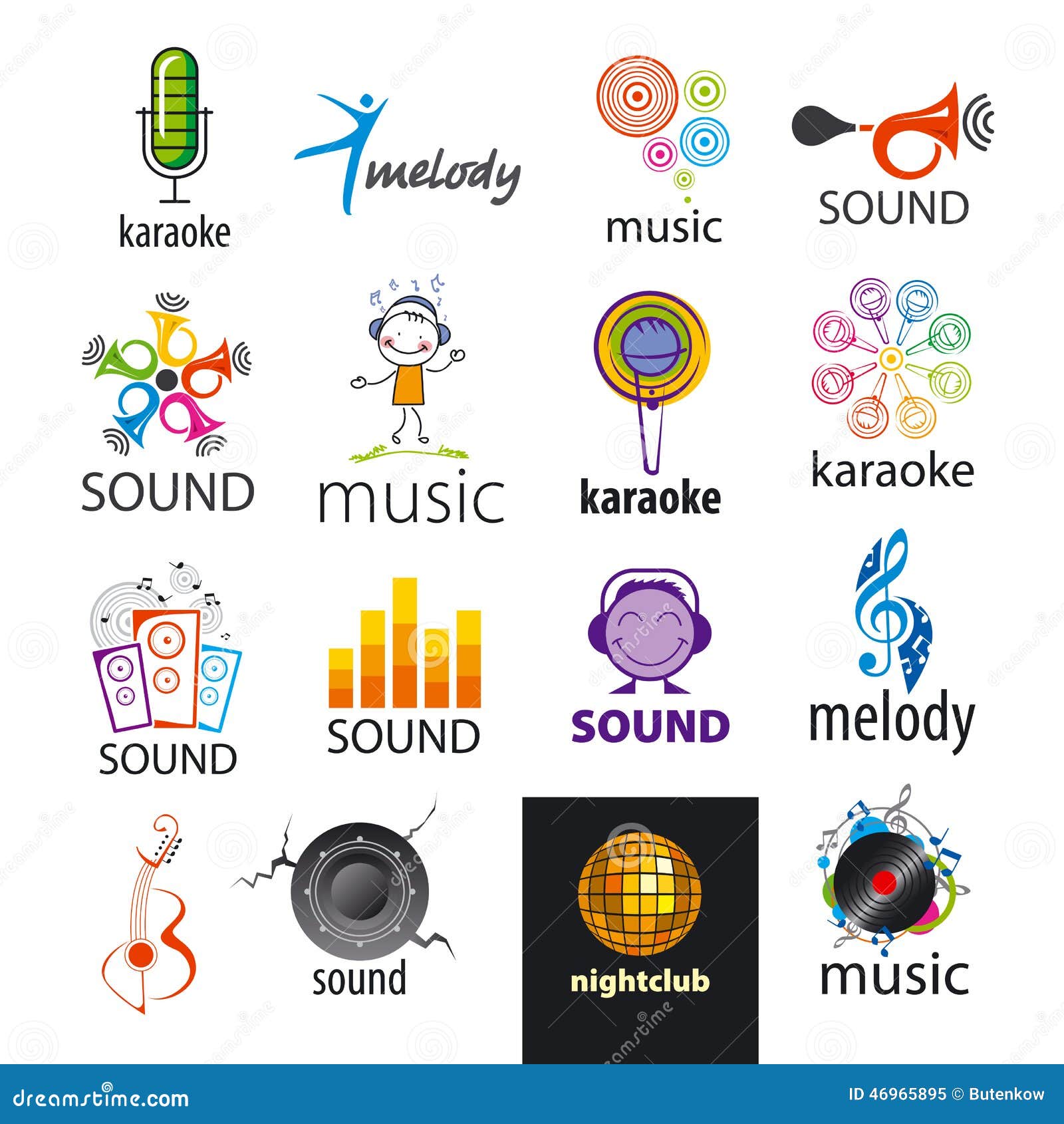 Vector Logos Music and Sounds Stock Vector - Illustration of guitar ...