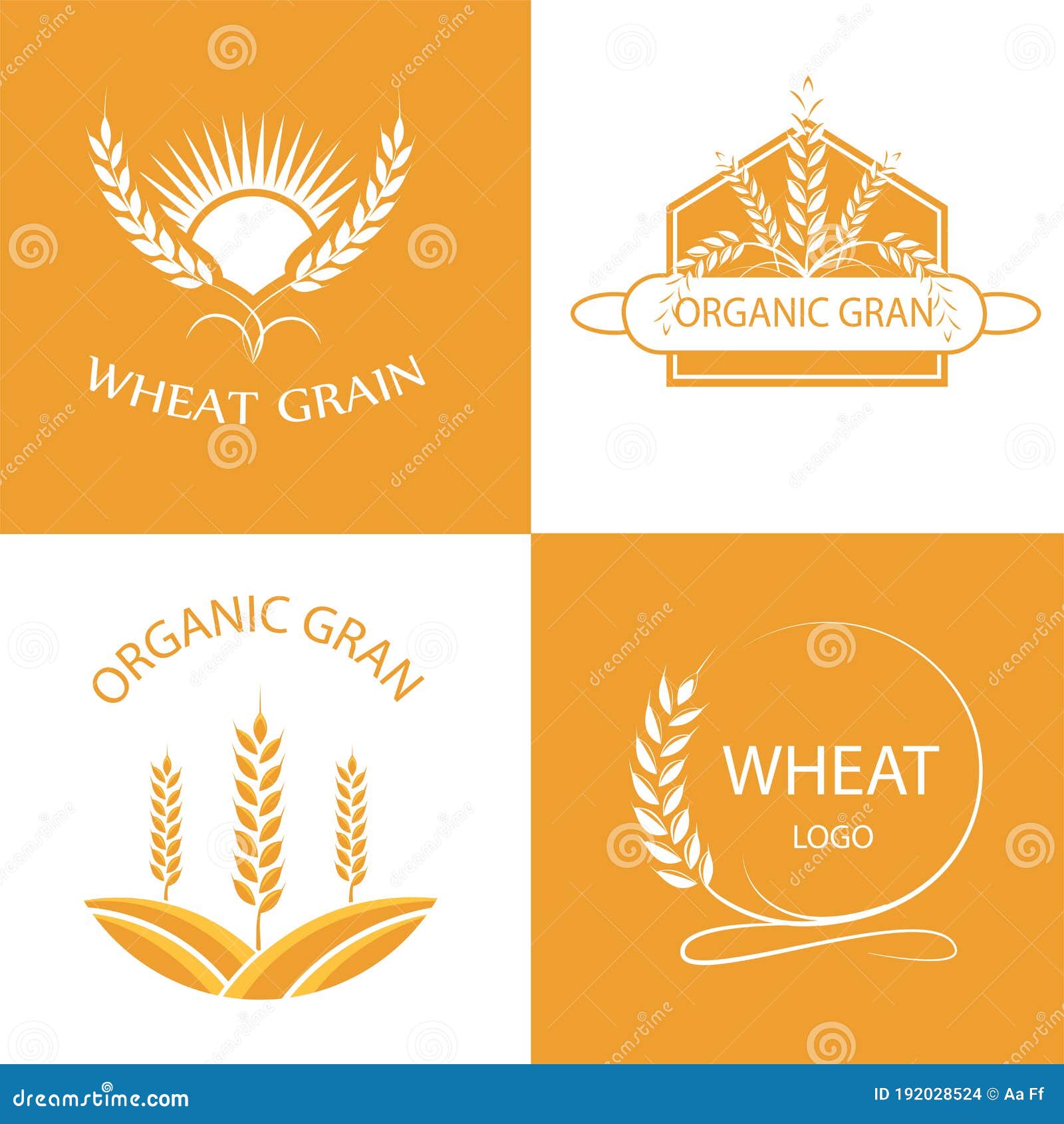 Vector Logos with Wheat Grains. Set of Vector Linear Wheat, Fields Logo ...