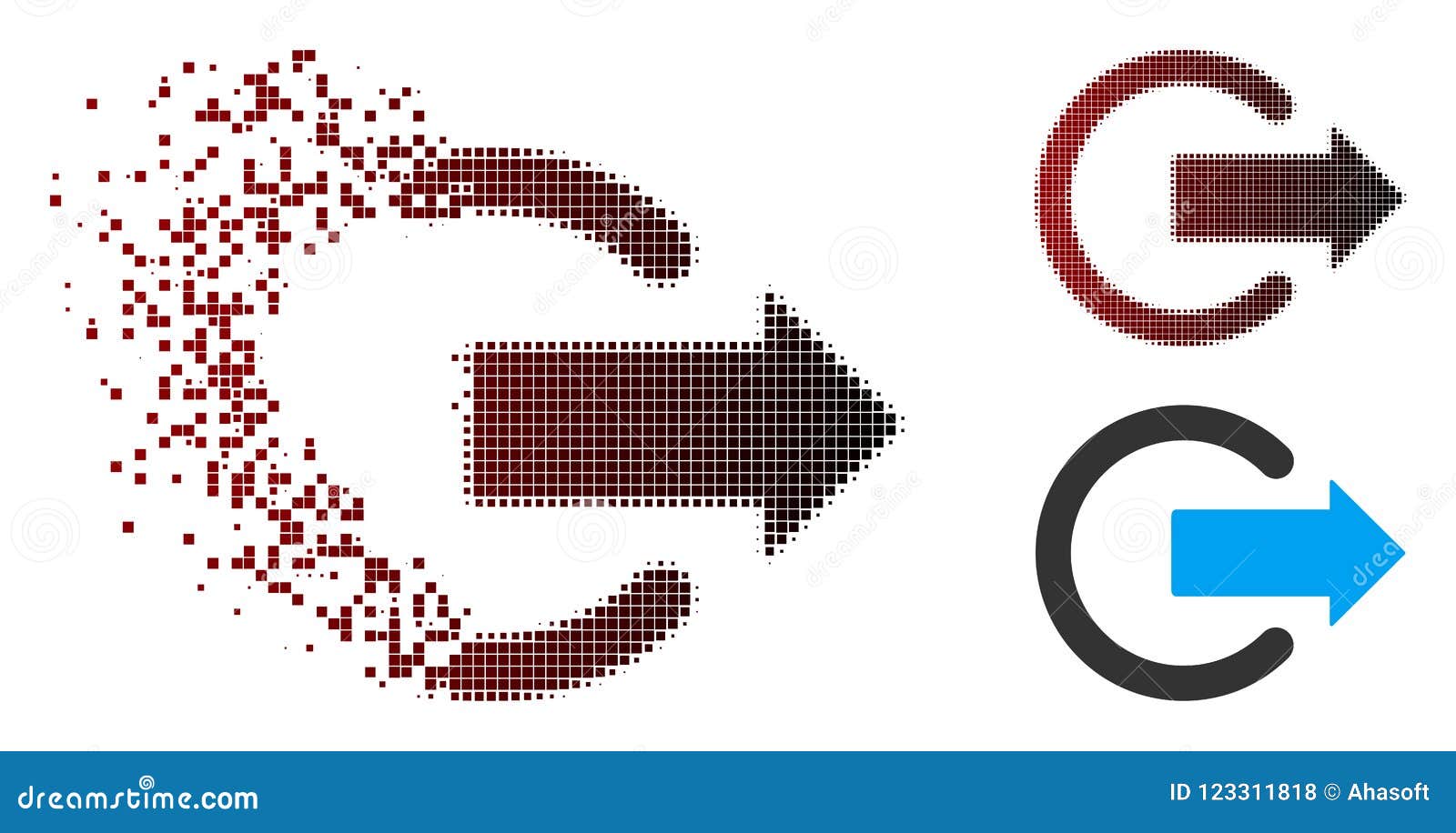 Decomposed Pixel Halftone Logout Icon Stock Vector - Illustration of ...