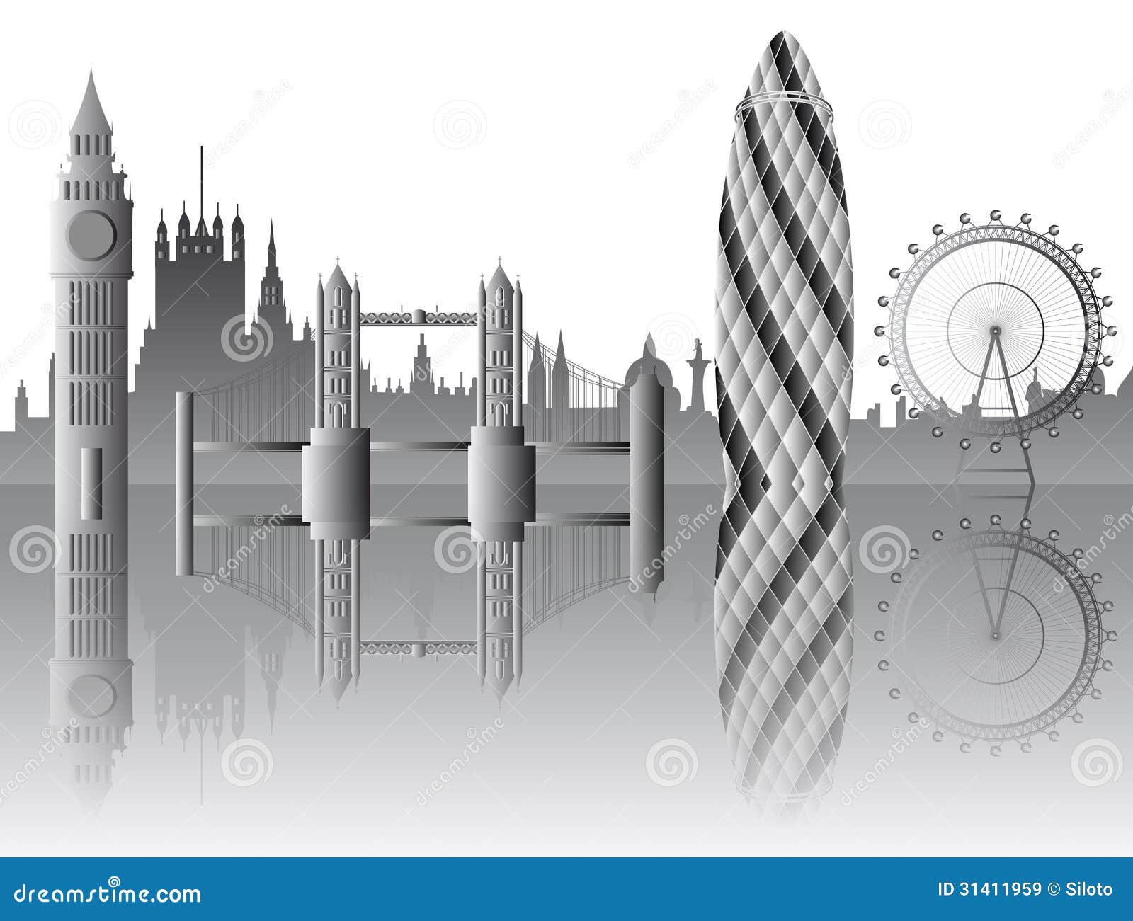 Vector London skyline editorial stock image. Illustration of gherkin ...
