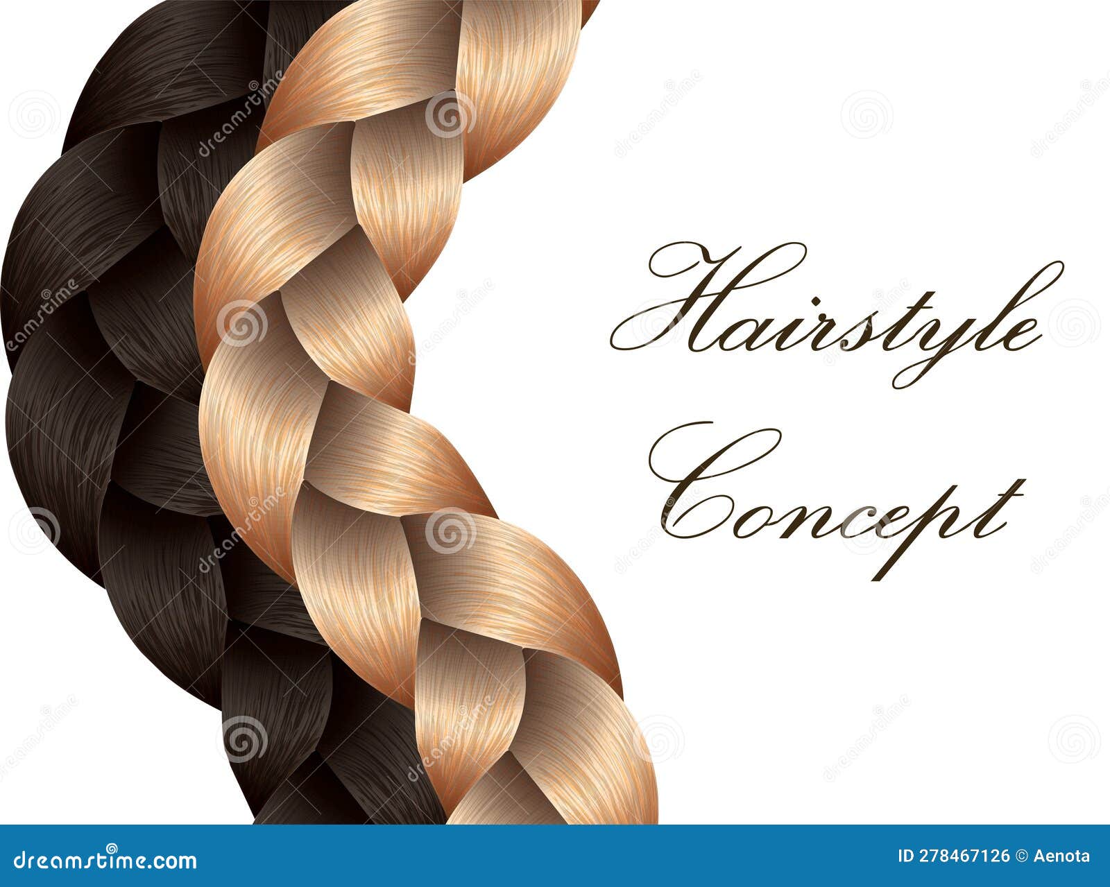 Vector Long Hair Braid Model Concept Isolated Blond and Brown Wave ...