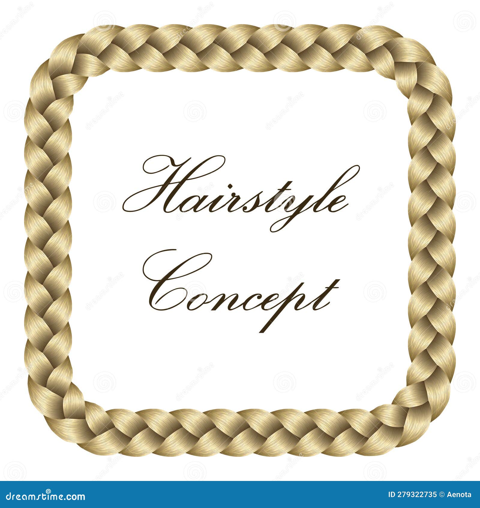 Vector Long Hair Braid Model Isolated Square Blond Hairstyle Frame ...