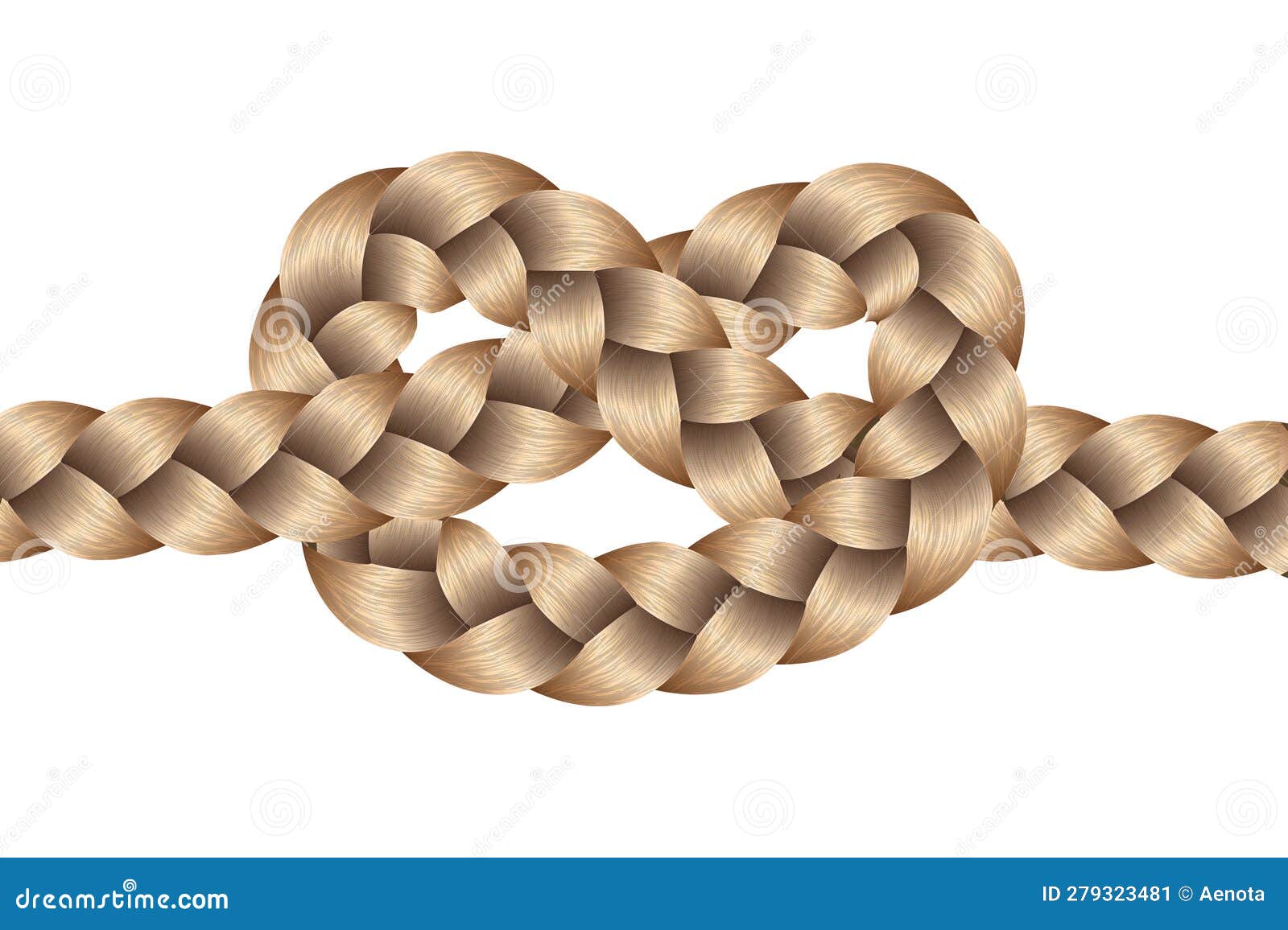 Vector Long Hair Braid Model Knot Concept Isolated Blond Hairstyle ...
