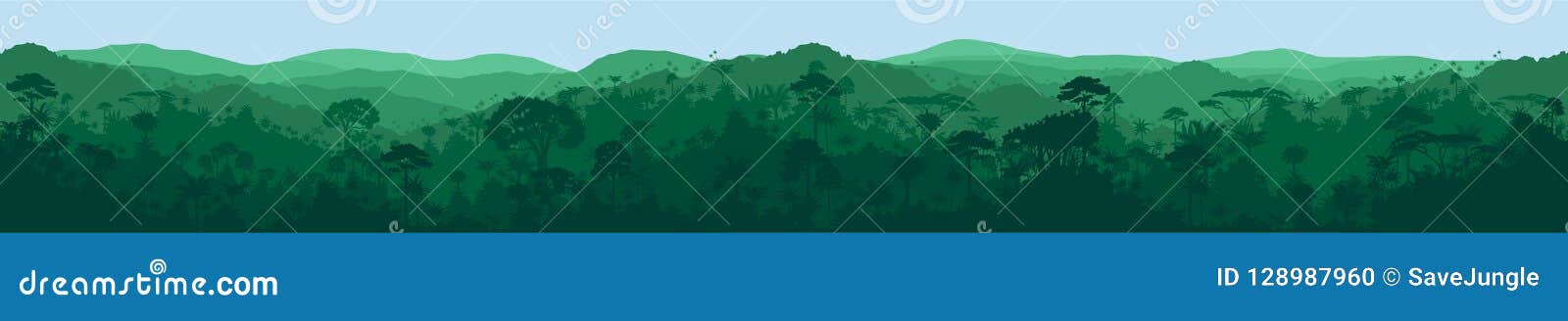 Vector Long Horizontal Seamless Tropical Rainforest Jungle Background ... Vector Long Horizontal Seamless Tropical Rainforest Jungle Background ...