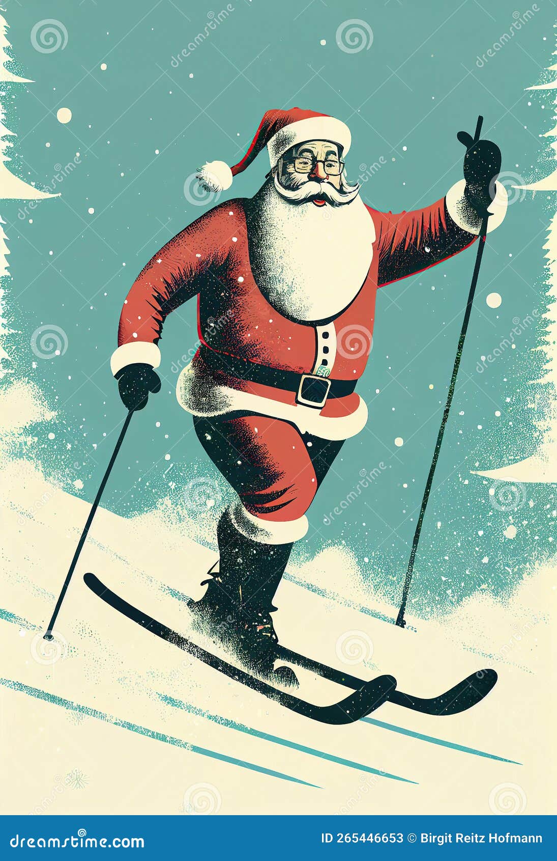 Vector Look Santa Clause is Skiing. AI Generated Stock Illustration ...