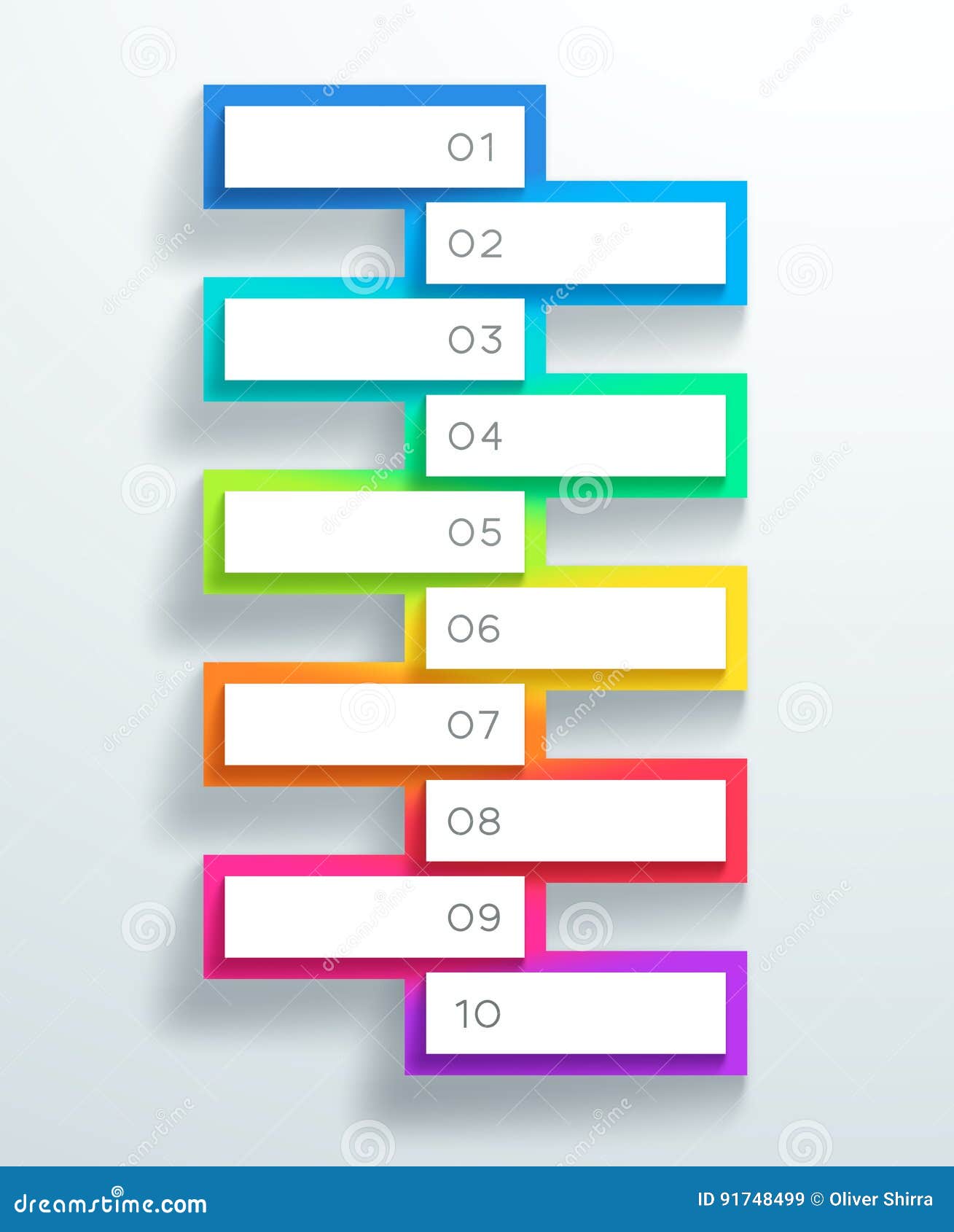 Vector Los Cuadros De Texto Numerados 3d Apiló 1 a 10 Ilustración del ...