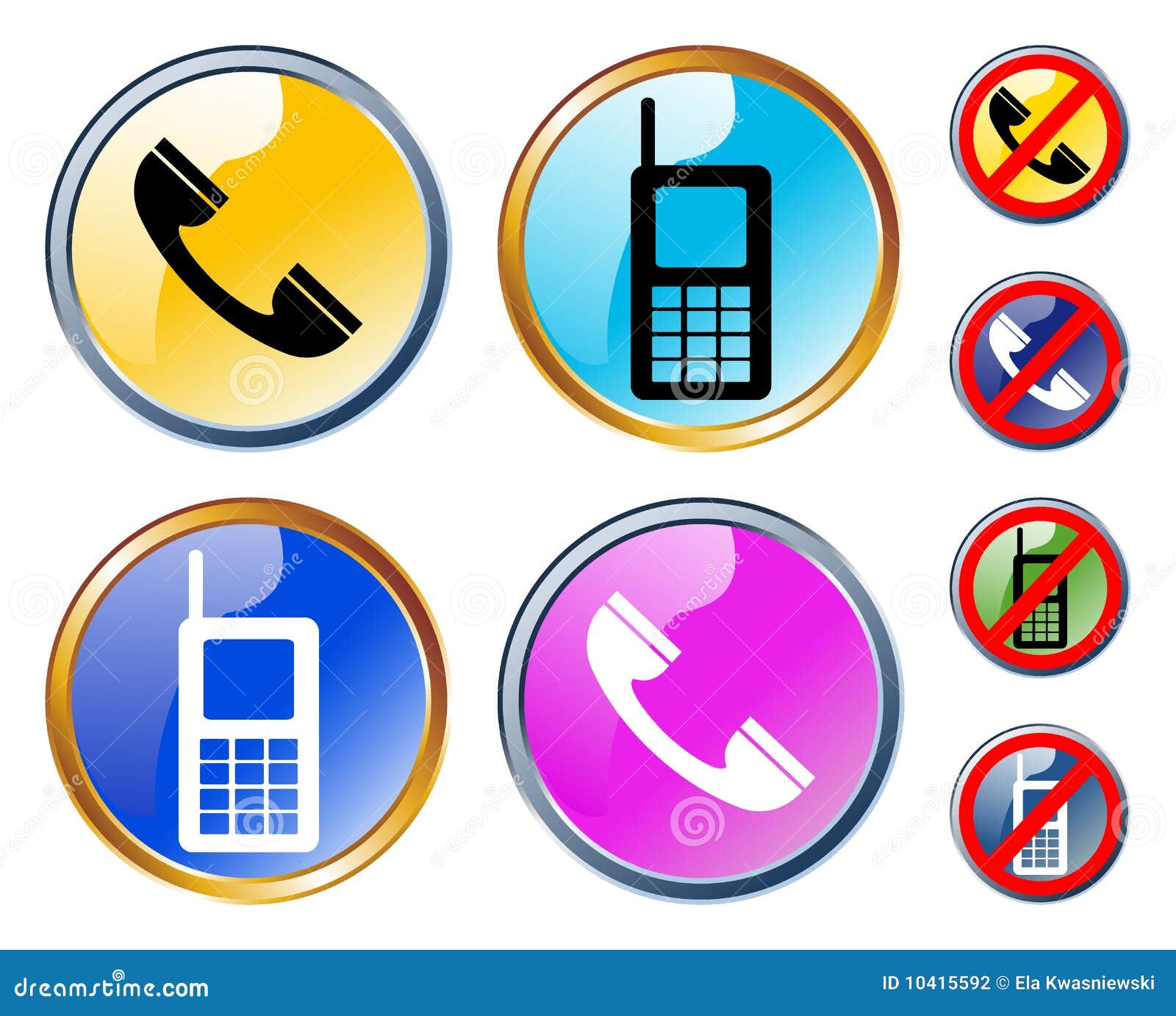 Vector Los Iconos Brillantes De Los Teléfonos Ilustración del Vector ...