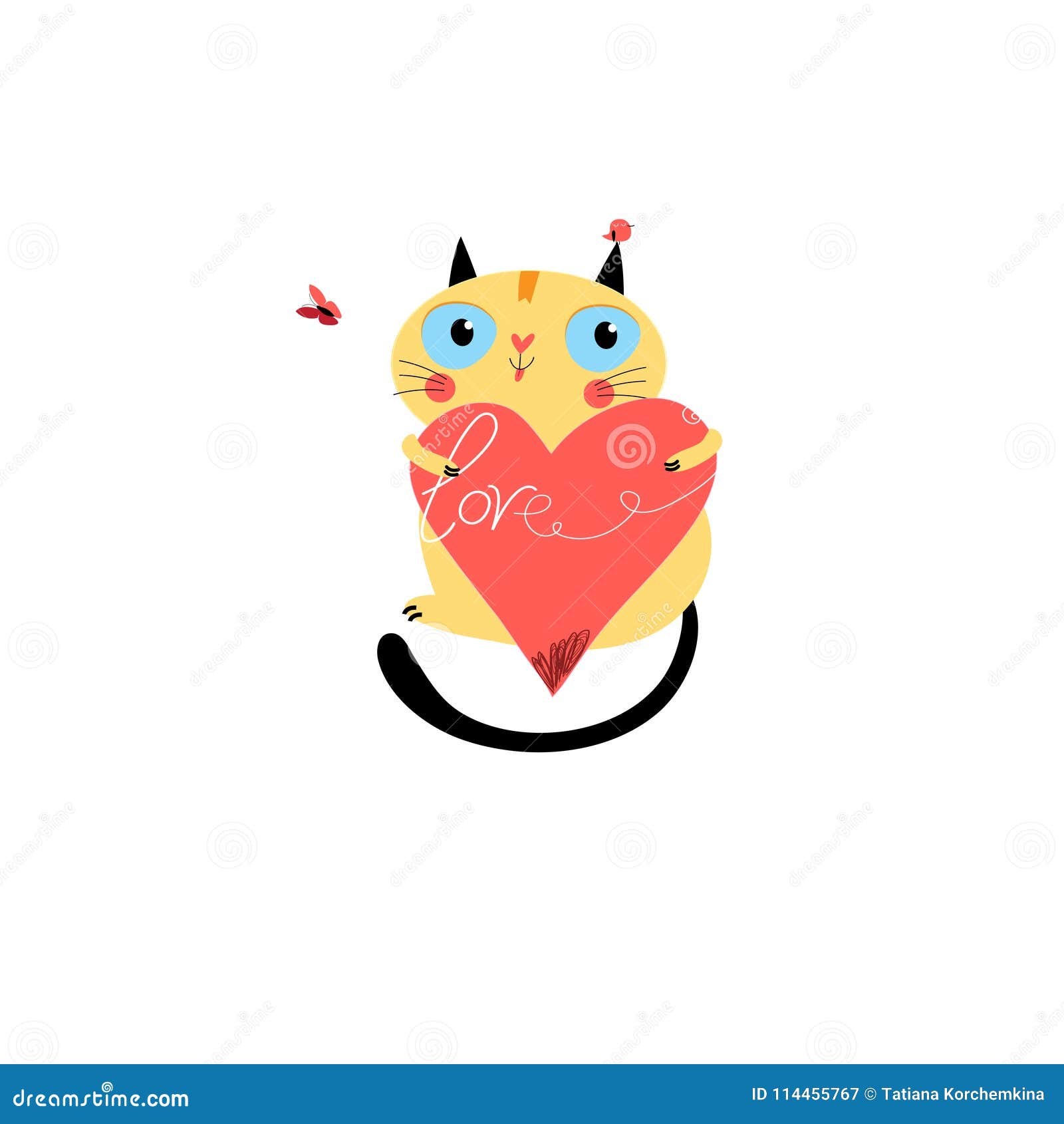 Vector in Love Cat with Heart Stock Vector - Illustration of design ...