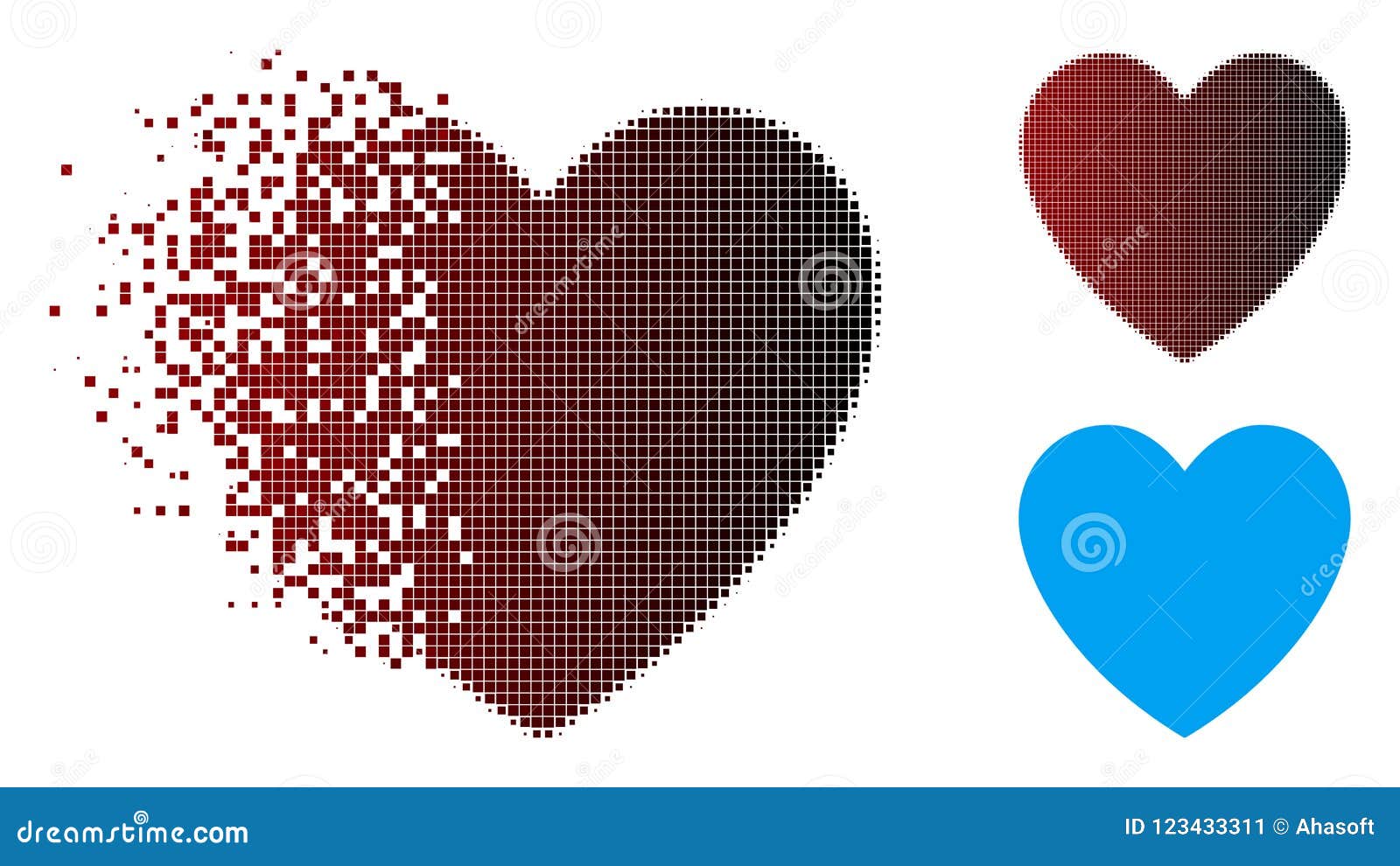 Fractured Pixel Halftone Love Heart Icon Stock Vector - Illustration of ...