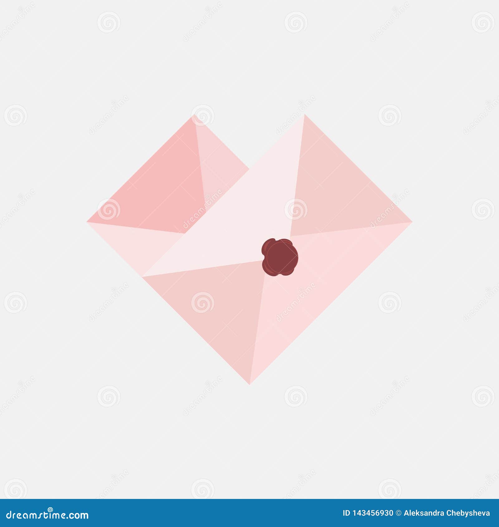 Vector Love Icon Pink Envelope. in the Envelope is a Card with a Heart ...