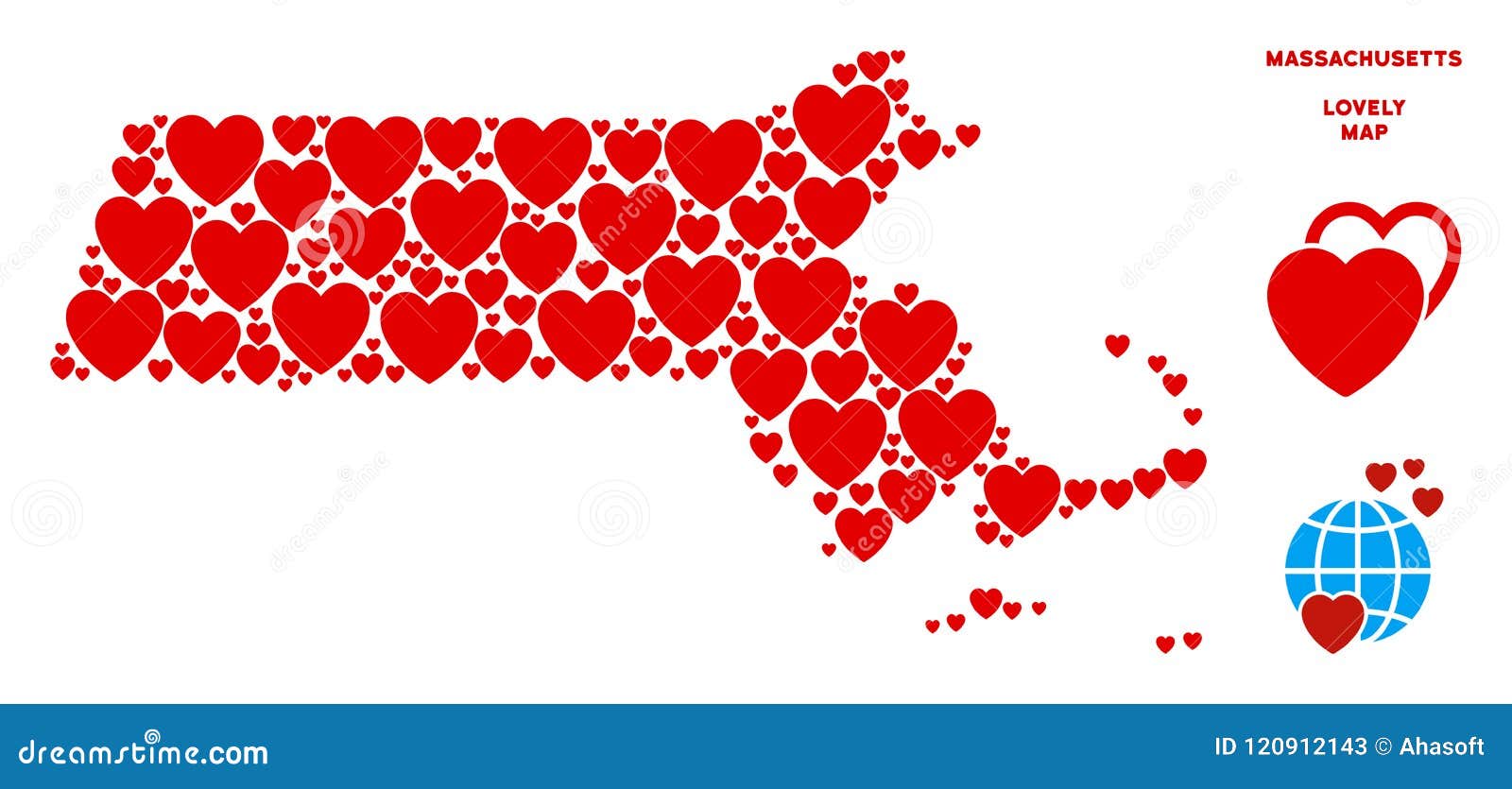 Vector Love Massachusetts State Map Composition of Hearts Stock Vector ...