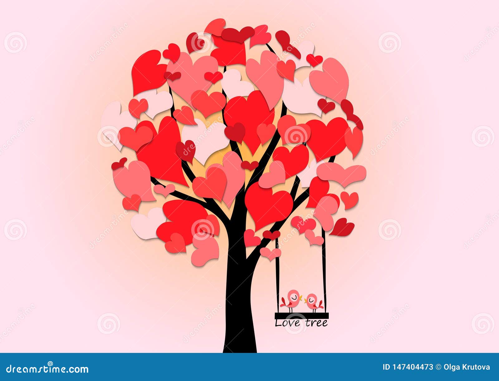 Vector Love Tree Hearts Shadow Stock Vector - Illustration of tree ...