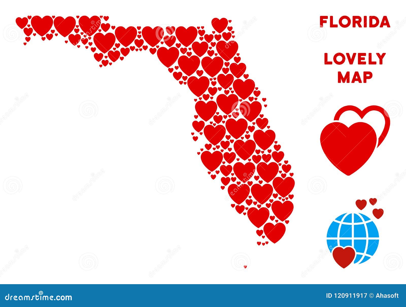 Vector Lovely Florida Map Collage of Hearts Stock Vector - Illustration ...