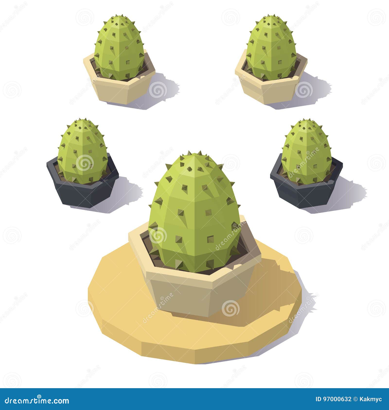 Vector low poly cactus stock vector. Illustration of lowpoly - 97000632
