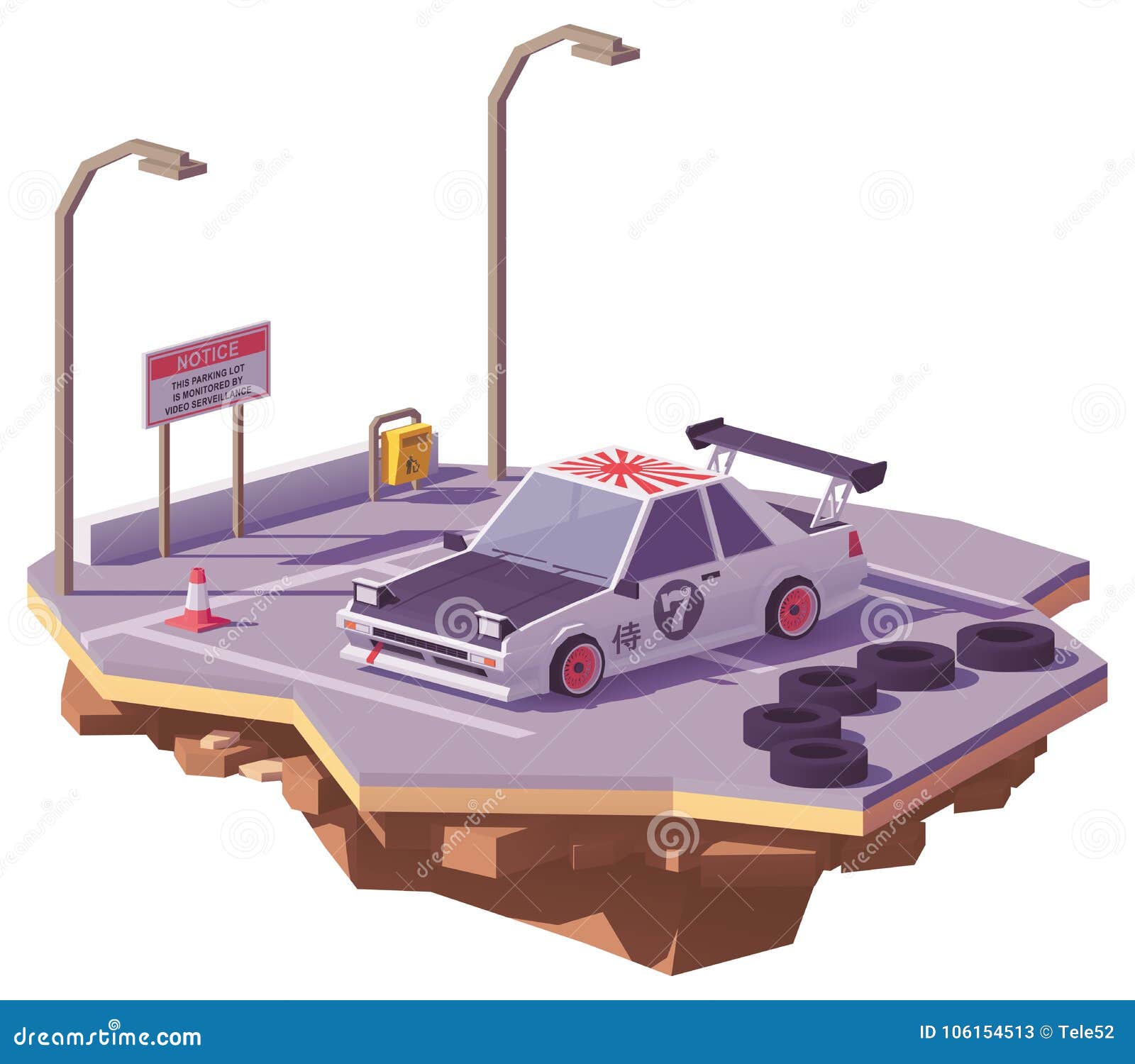 Vector Low Poly Classic Drift Car Stock Vector - Illustration of ...