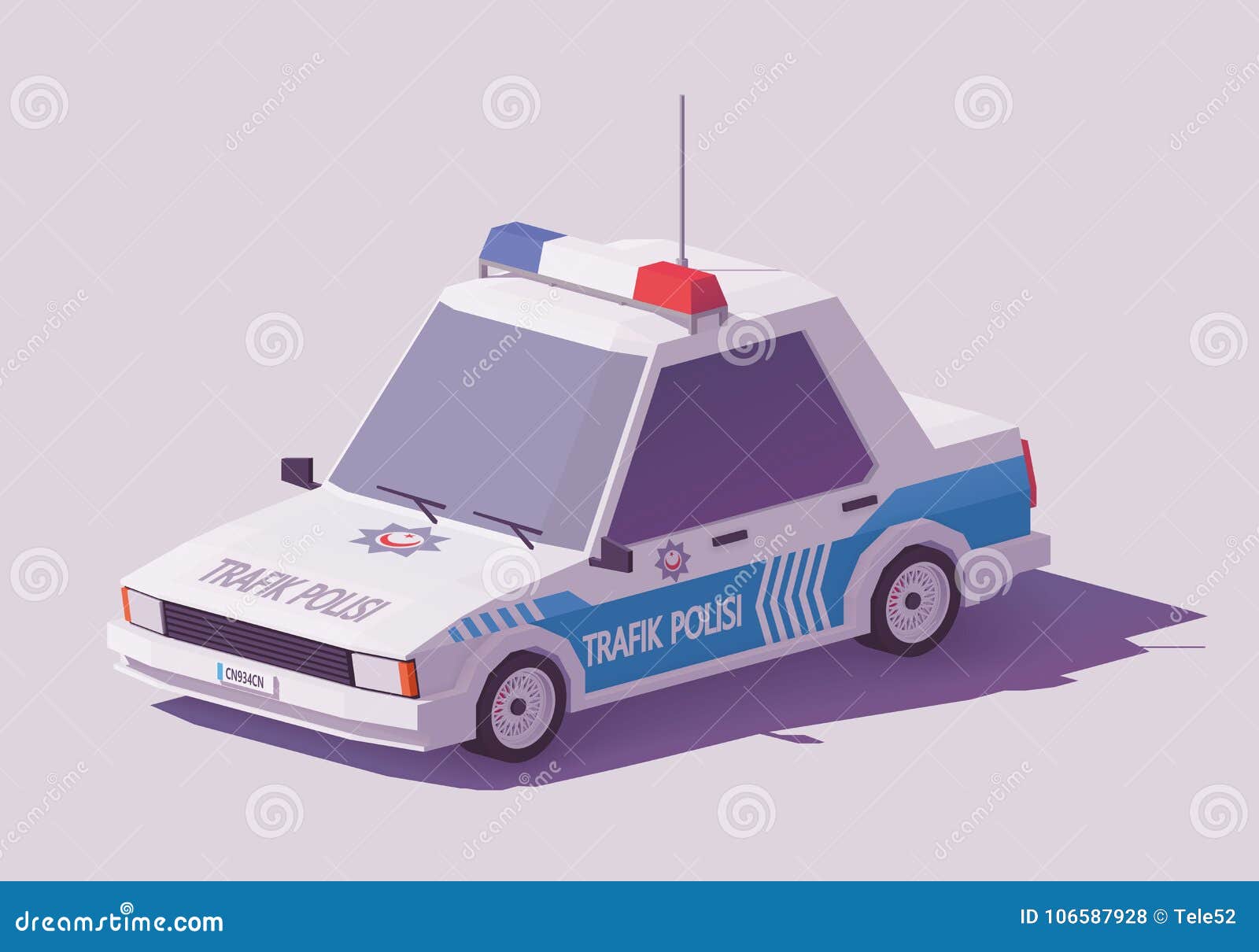 Vector Low Poly Turkish Police Car Stock Vector - Illustration of limit ...