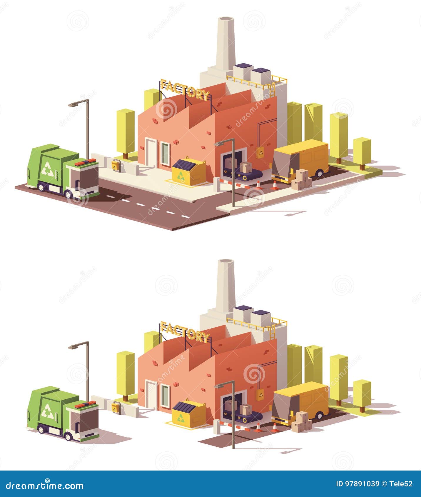 Vector Low Poly Factory Icon Stock Vector - Illustration of dumpster ...