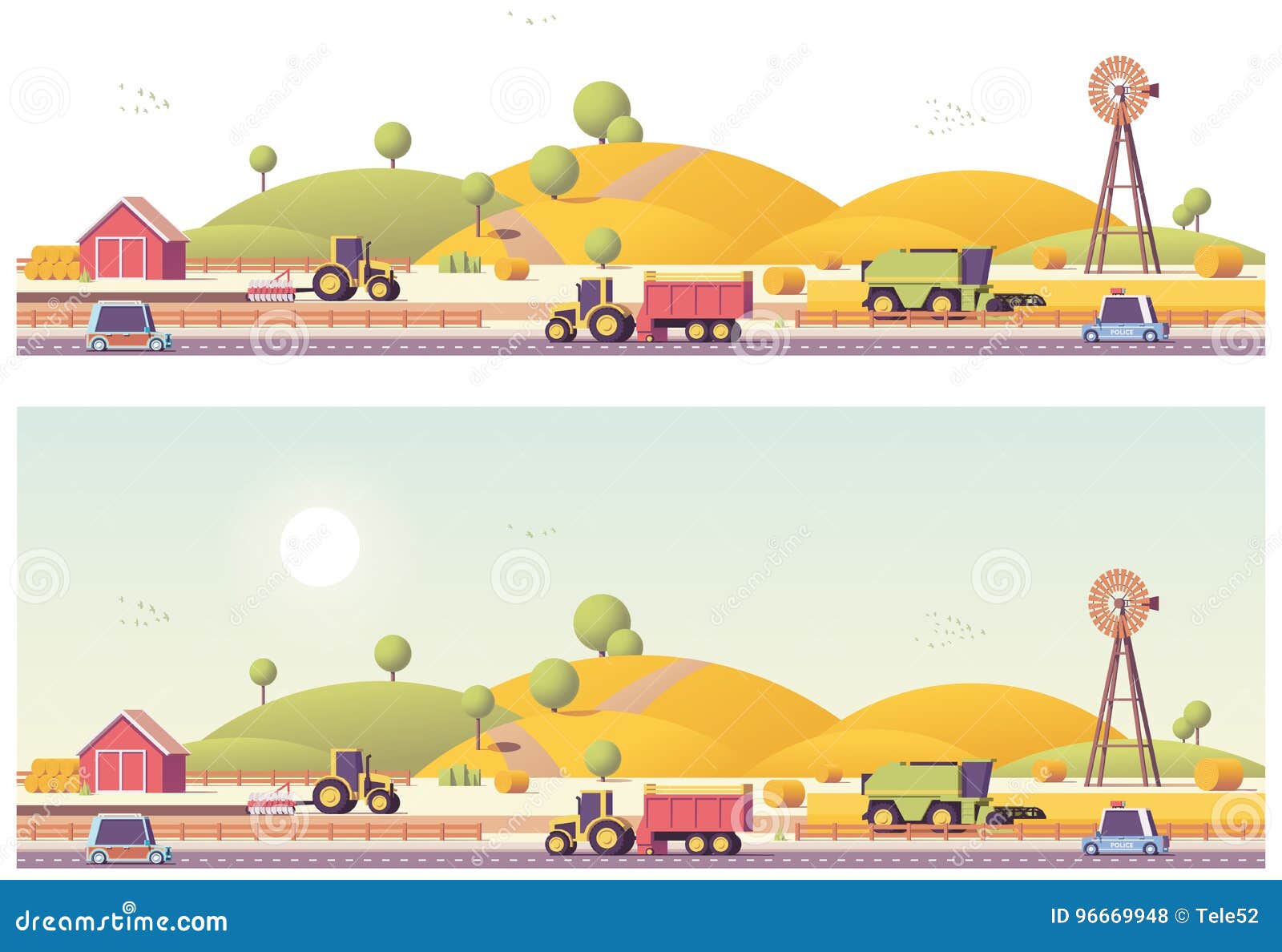 Vector Low Poly Farm Field Works | CartoonDealer.com #96669948