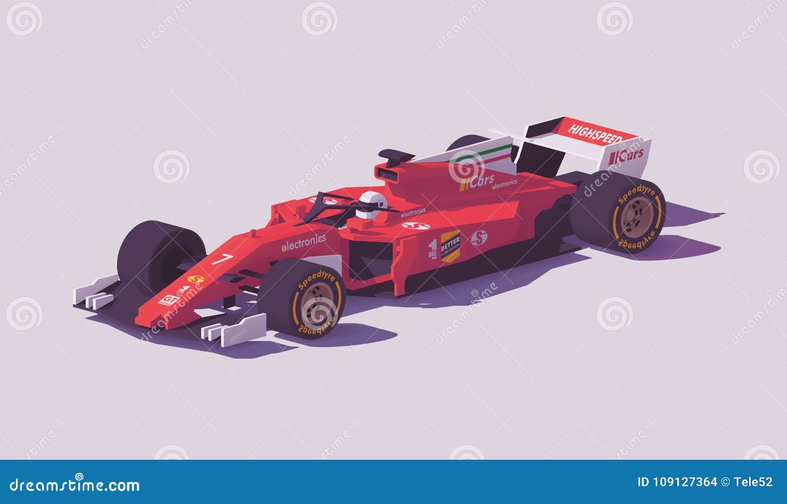 Low Poly Red Racing Car. Front View. 3D. Vector Illustration ...