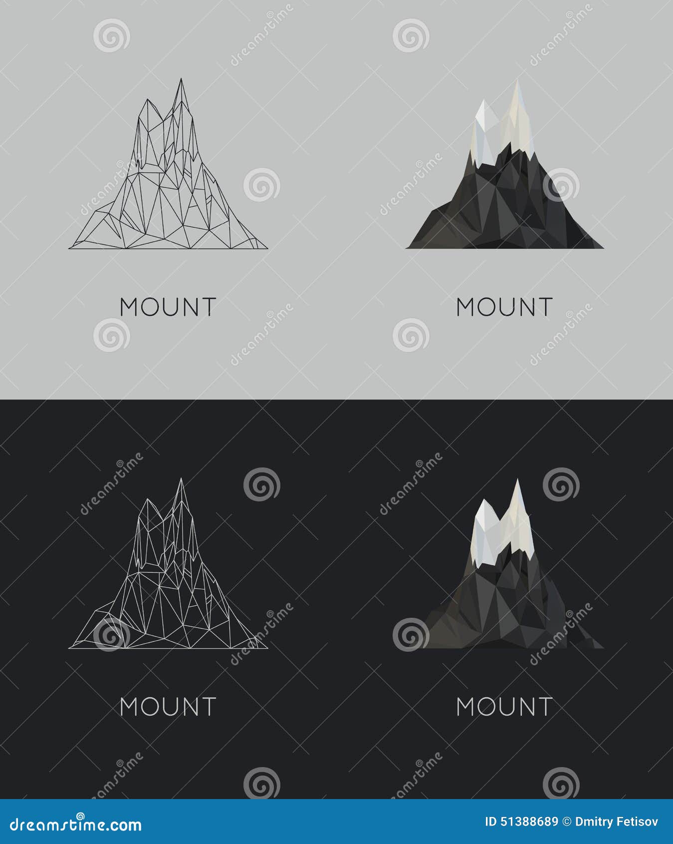 Vector Low-poly Mount. Poster and Logo Design Stock Vector ...