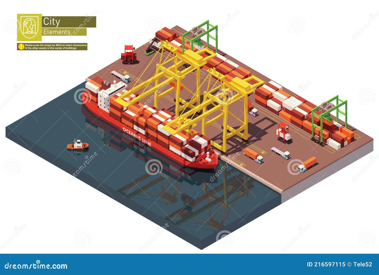 Sea Container Terminal Isometric Infographics Vector Illustration ...