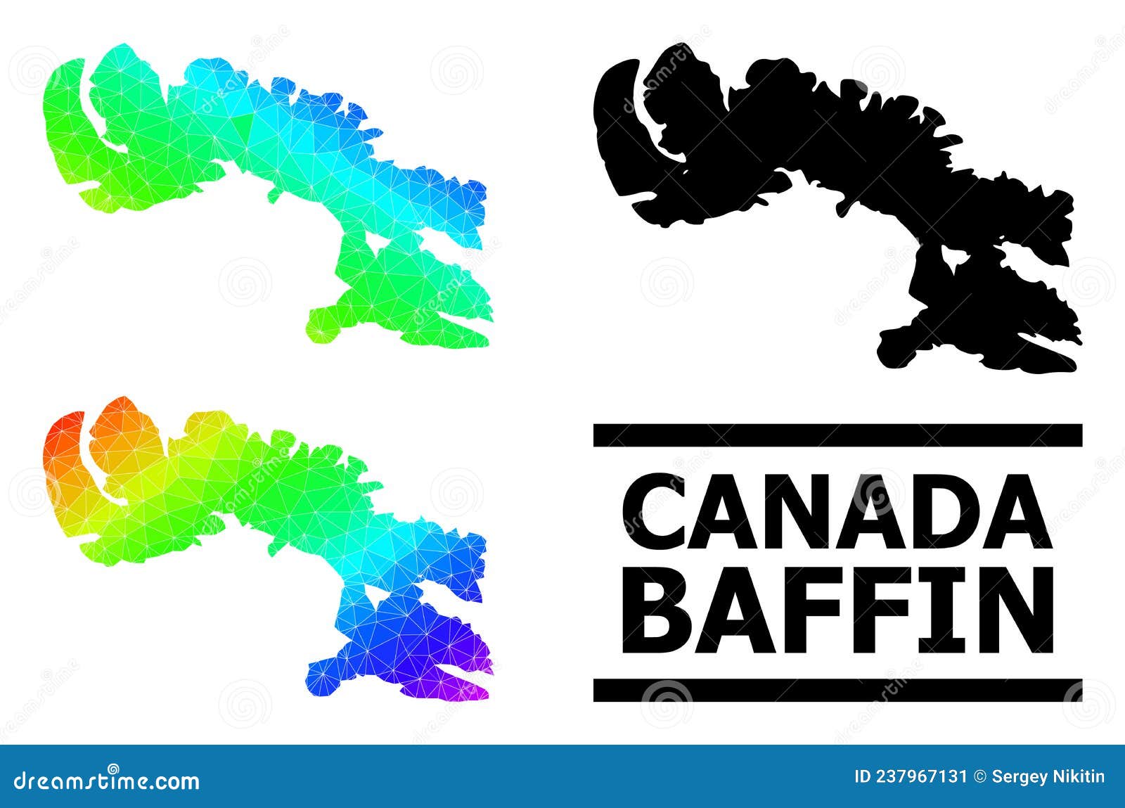 Lowpoly Spectrum Map of Baffin Island with Diagonal Gradient Stock ...