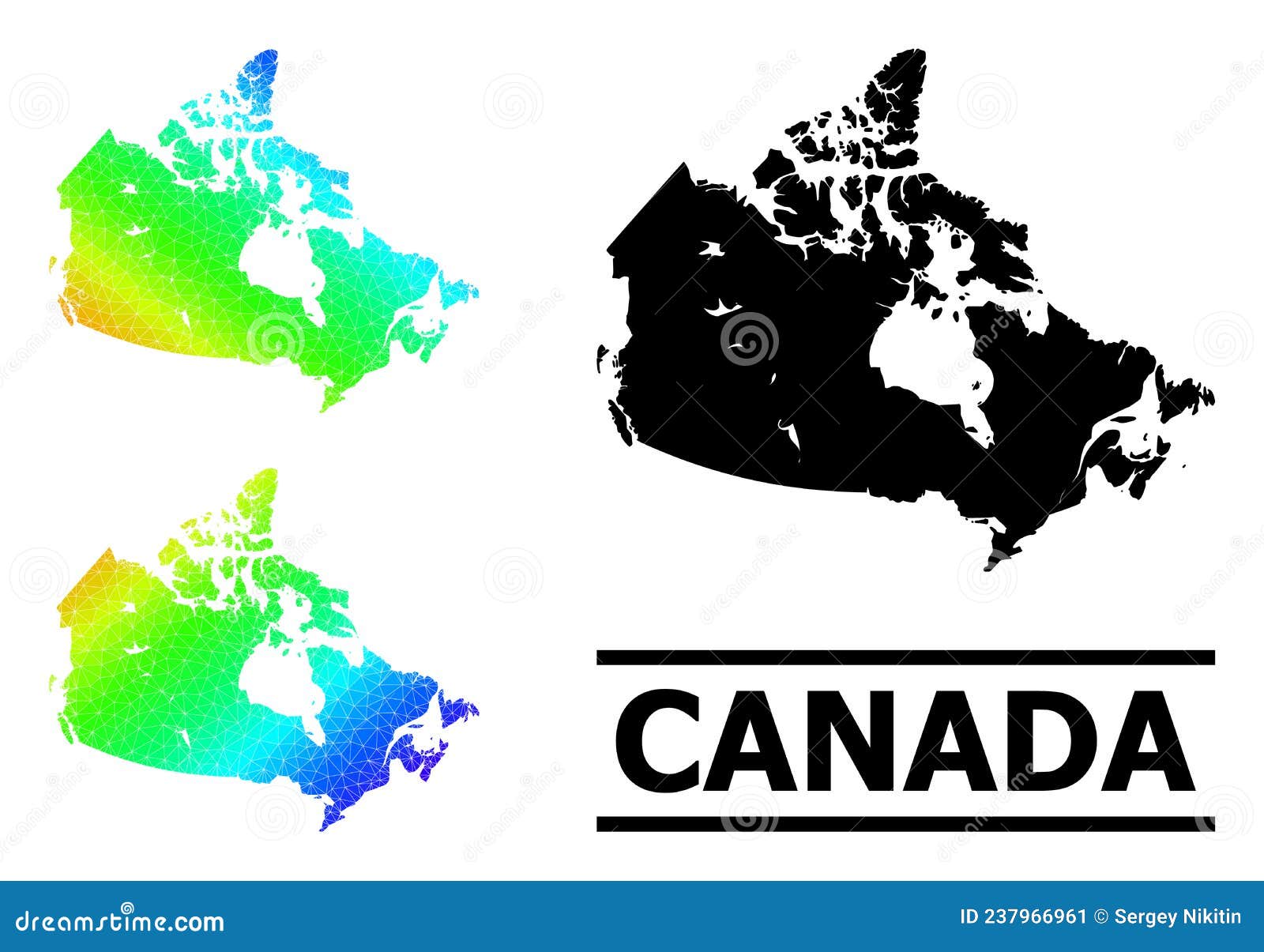 Triangle Filled Rainbow Map of Canada with Diagonal Gradient Stock ...