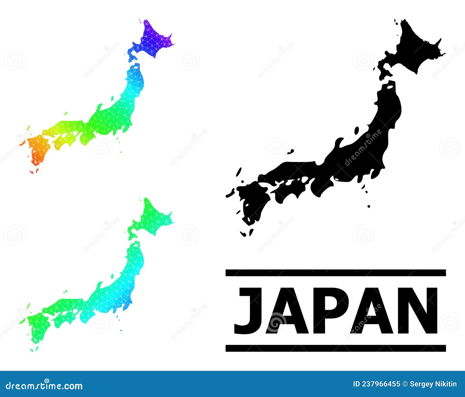 Triangle Filled Spectrum Map of Japan with Diagonal Gradient Stock ...